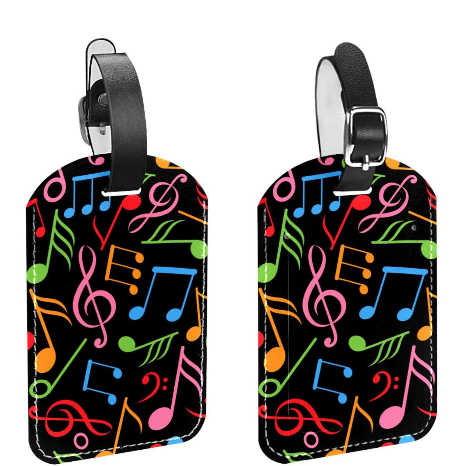 Square 2Pack PU Leather Musical Notes Cruise Luggage Tag with Privacy ...