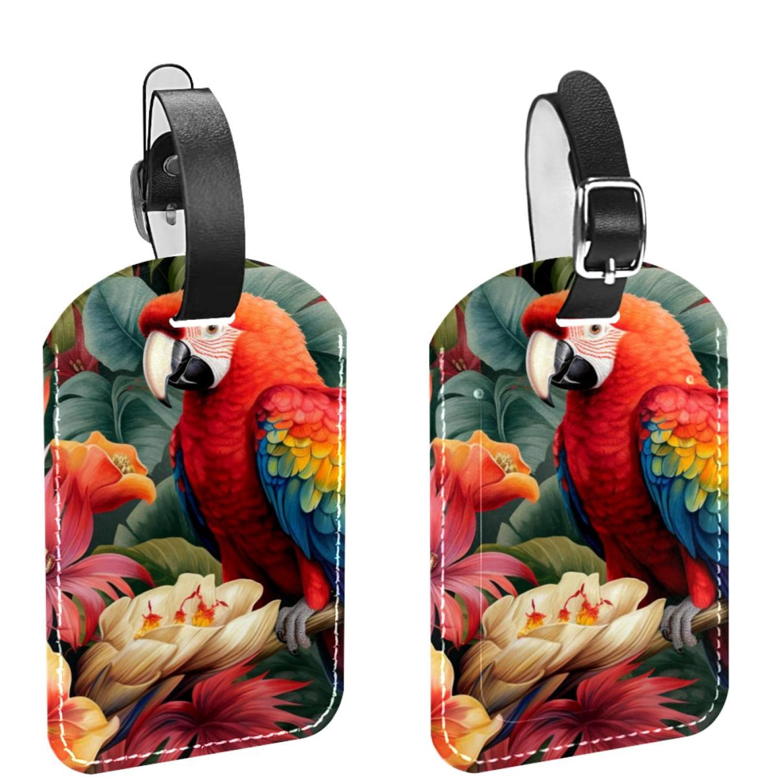 Square 2Pack PU Leather Parrot Cruise Luggage Tag with Privacy Cover ...