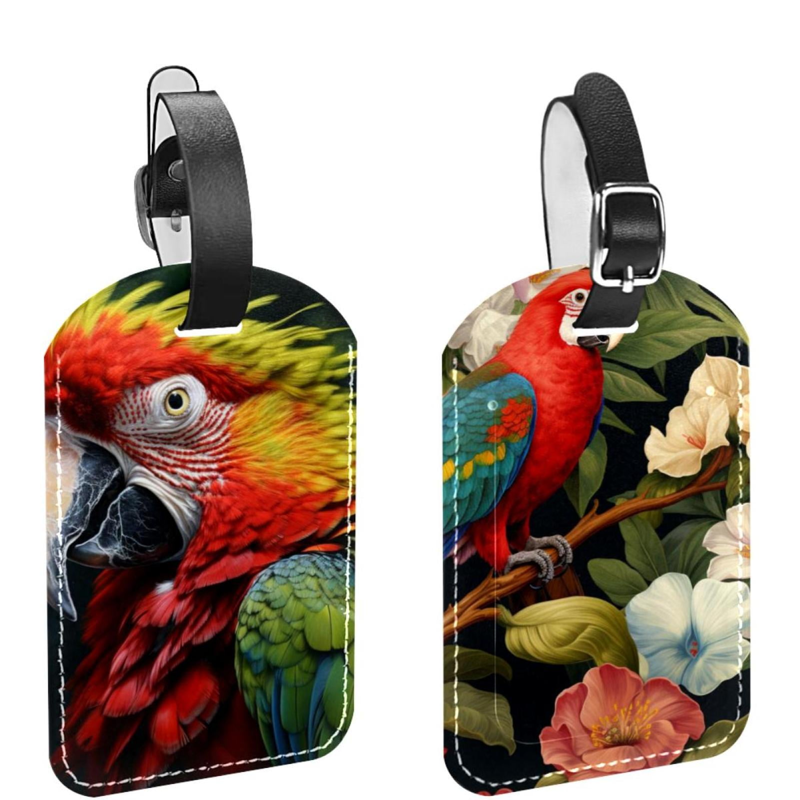 Square 2Pack PU Leather Parrot Cruise Luggage Tag with Privacy Cover ...