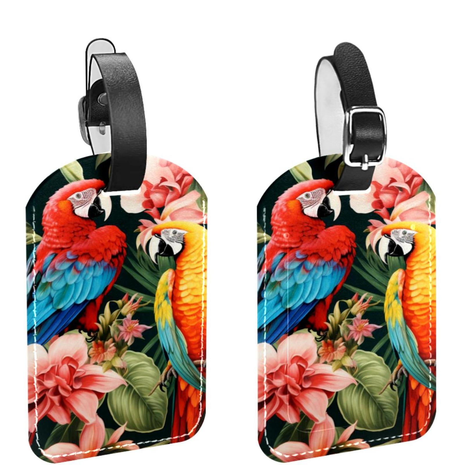 Square 2Pack PU Leather Parrot Cruise Luggage Tag with Privacy Cover ...