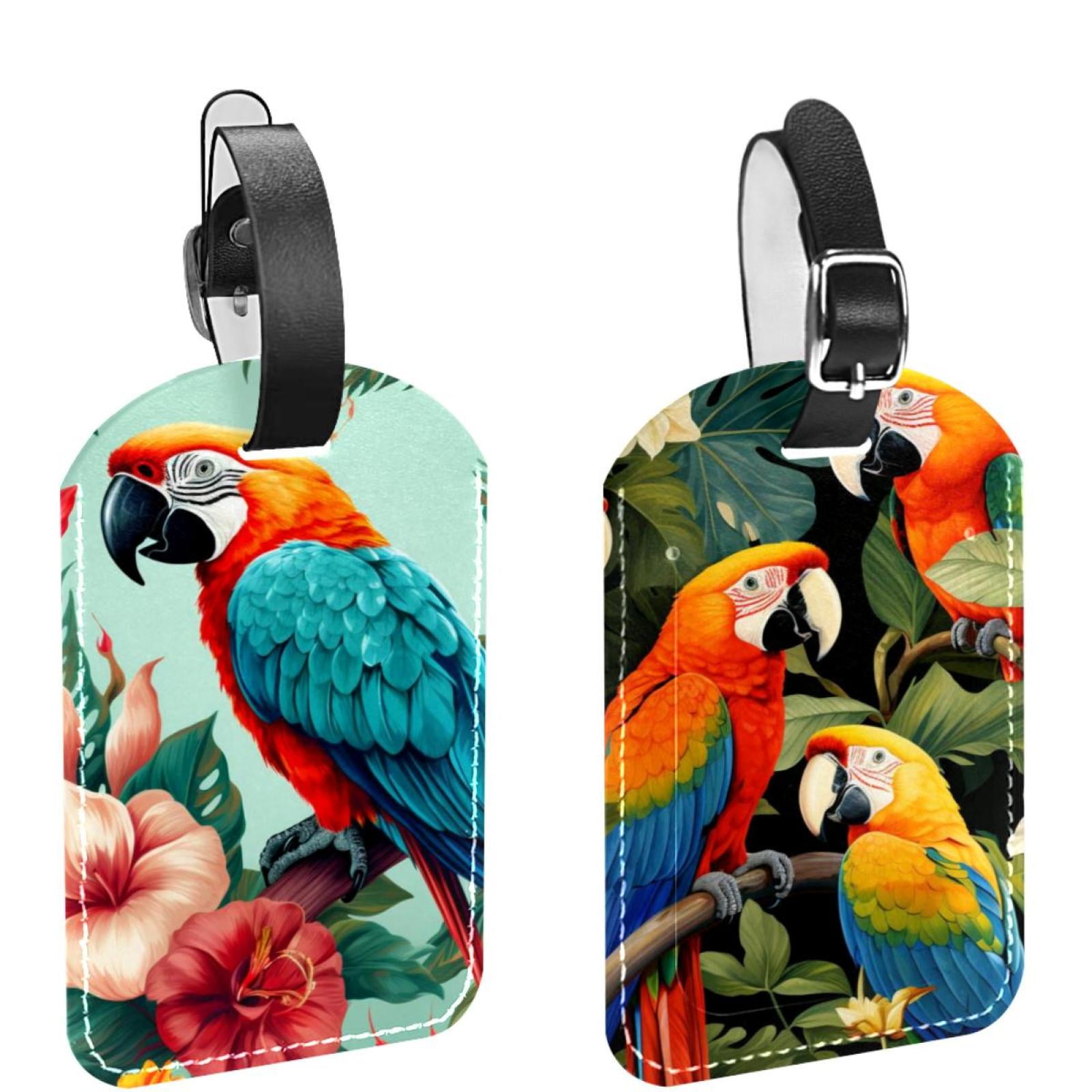 Square 2Pack PU Leather Parrot Cruise Luggage Tag with Privacy Cover ...
