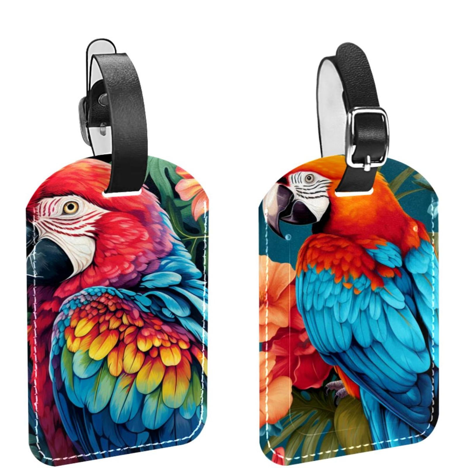 Square 2Pack PU Leather Parrot Cruise Luggage Tag with Privacy Cover ...