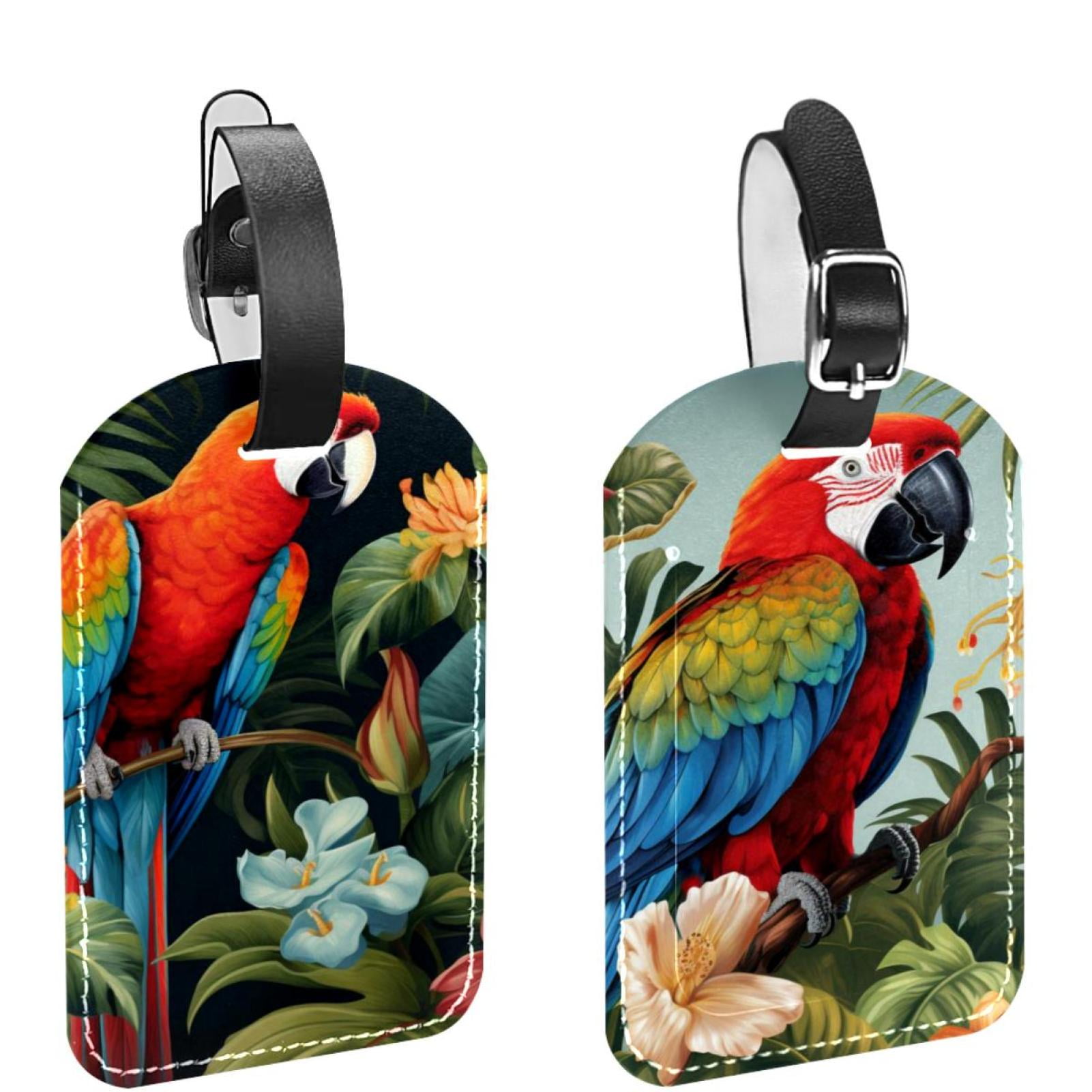 Square 2Pack PU Leather Parrot Cruise Luggage Tag with Privacy Cover ...