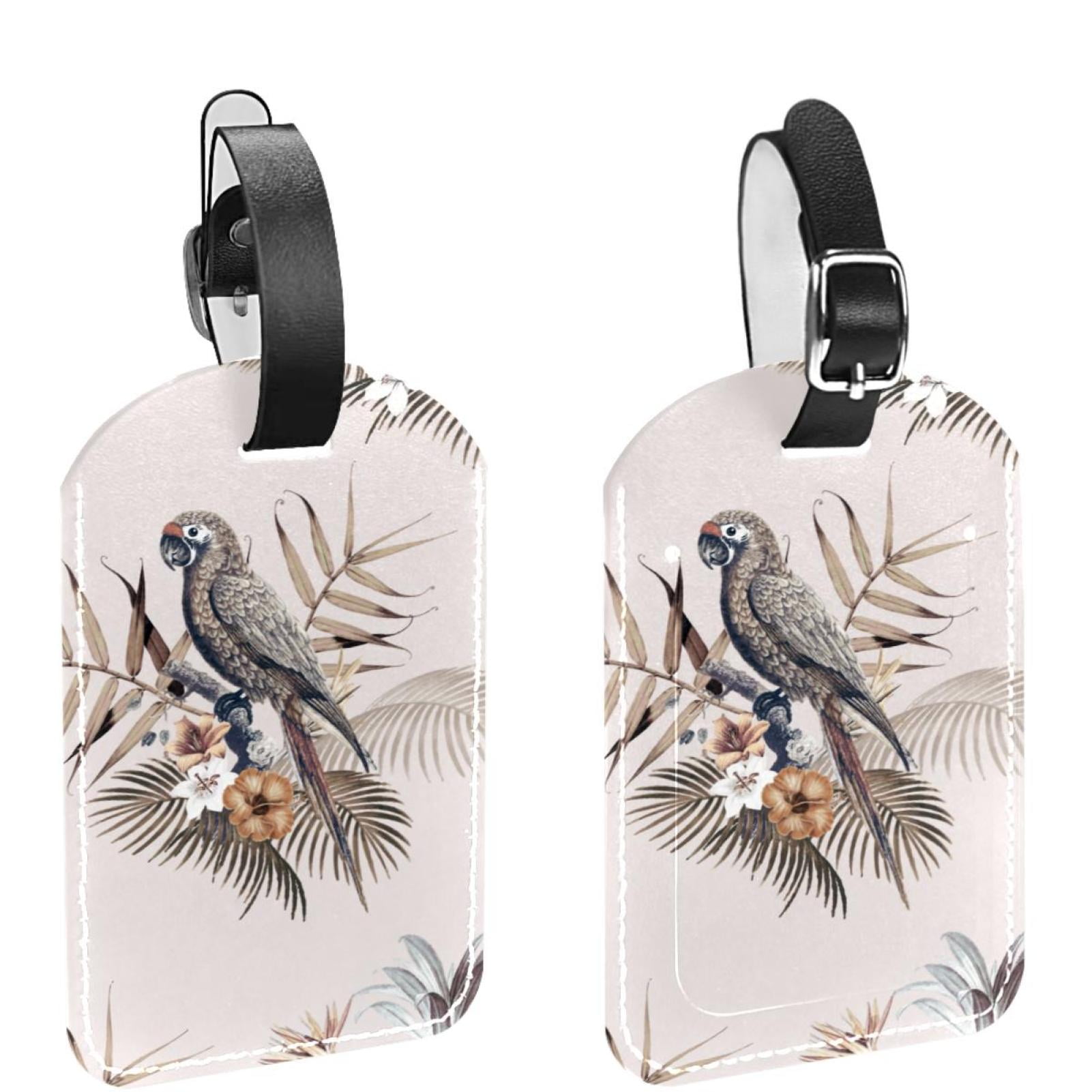 Square 2Pack PU Leather Parrot Cruise Luggage Tag with Privacy Cover ...