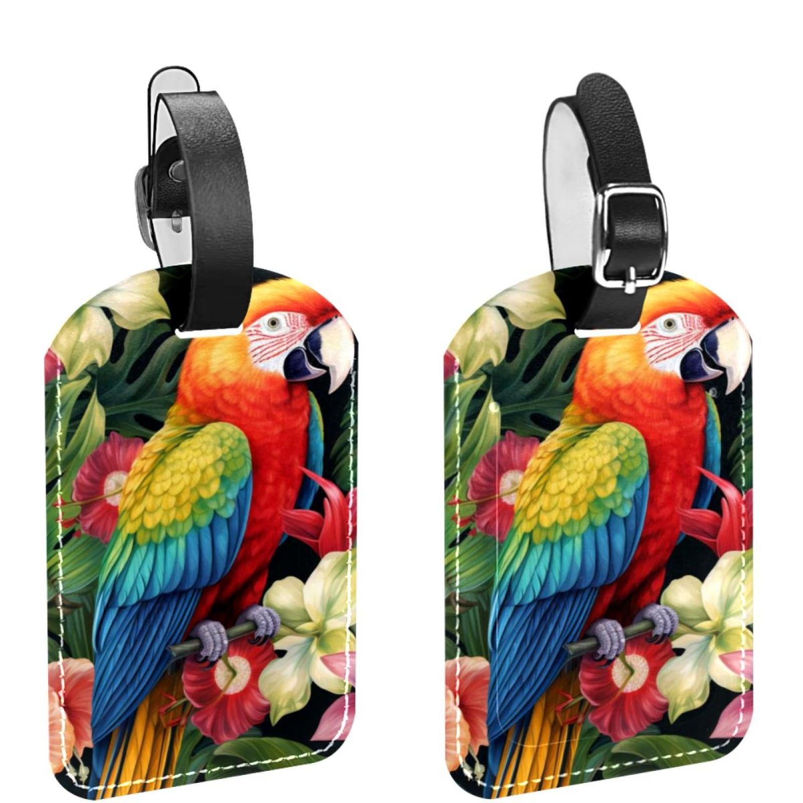 Square 2Pack PU Leather Parrot Cruise Luggage Tag with Privacy Cover ...