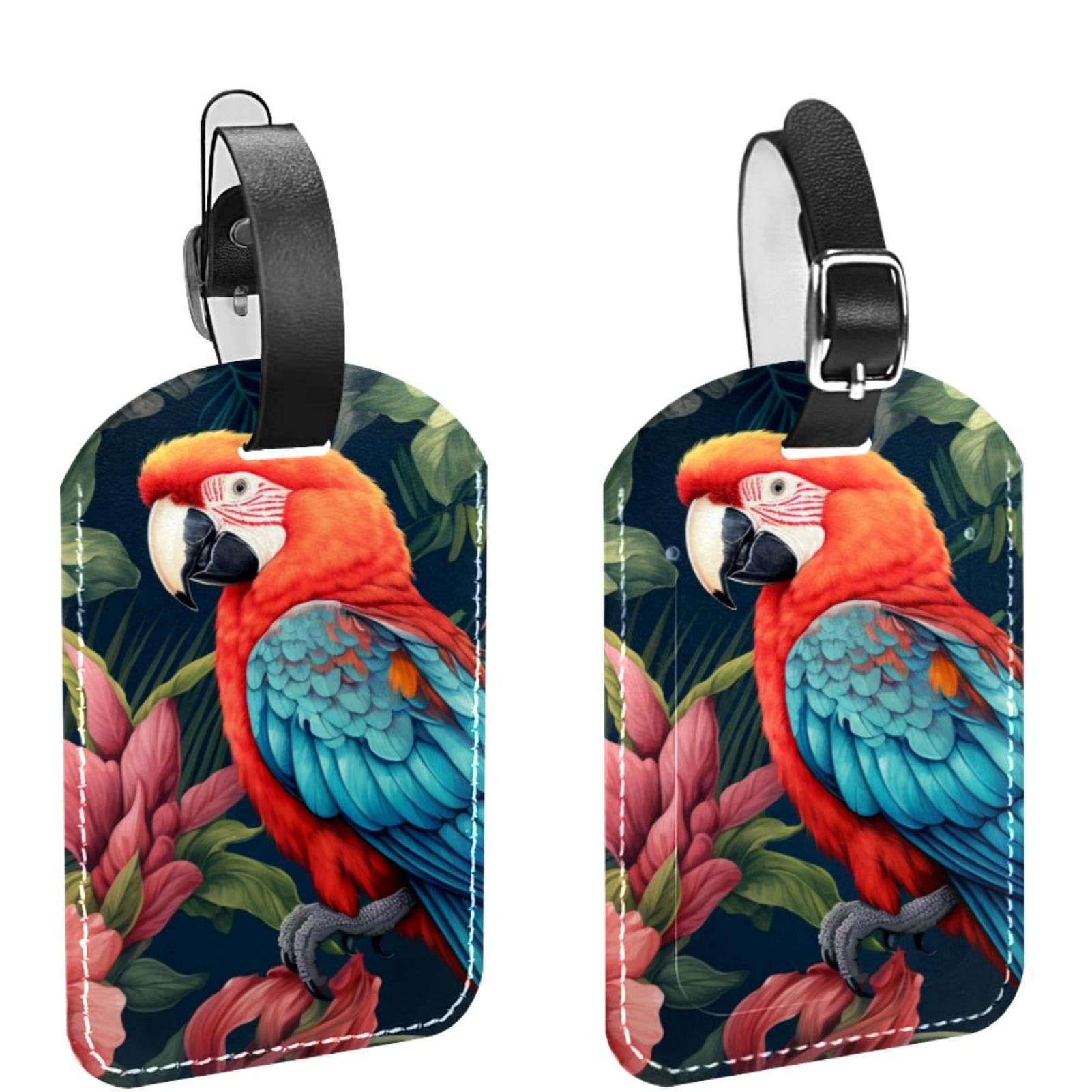 Square 2Pack PU Leather Parrot Cruise Luggage Tag with Privacy Cover ...