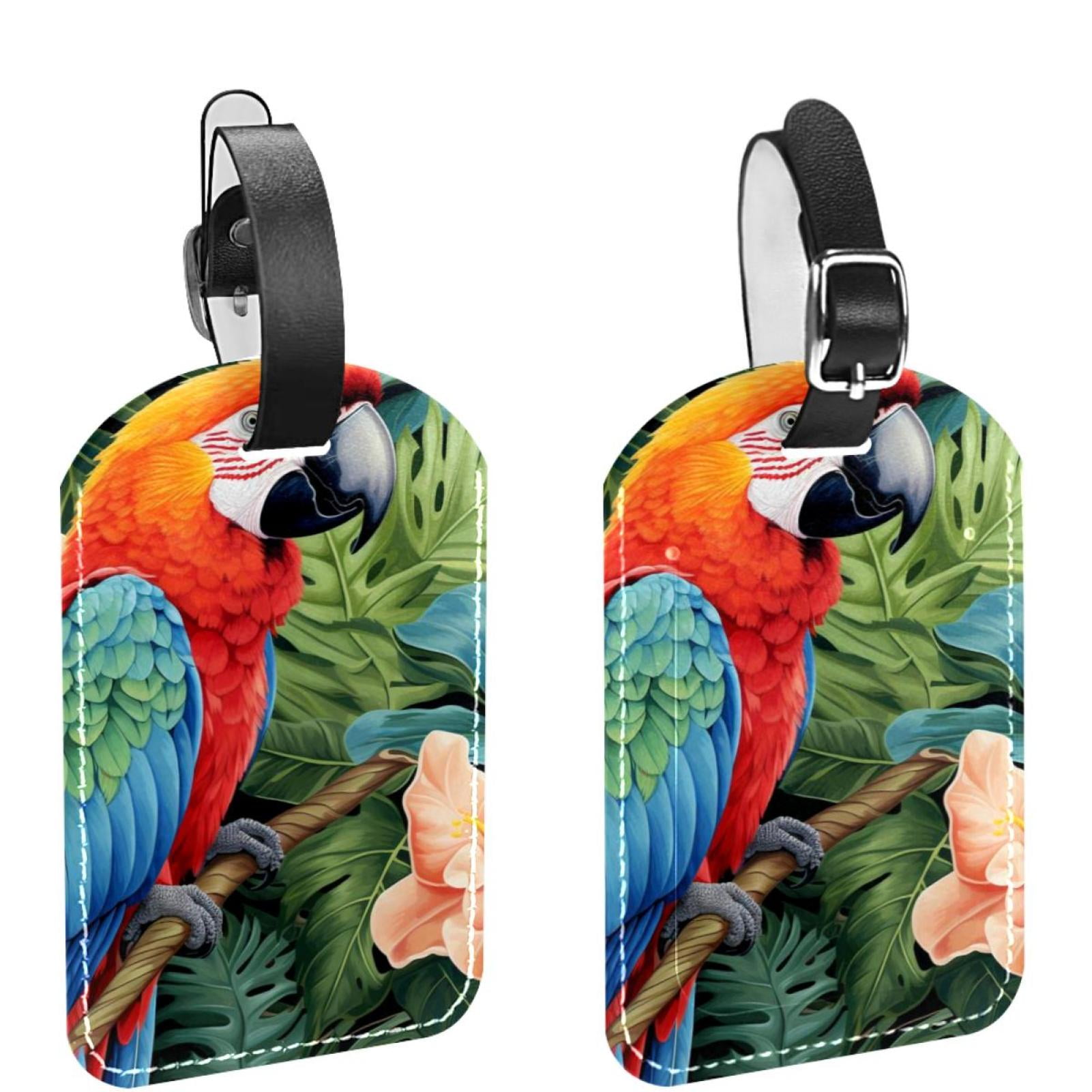 Square 2Pack PU Leather Parrot Cruise Luggage Tag with Privacy Cover ...