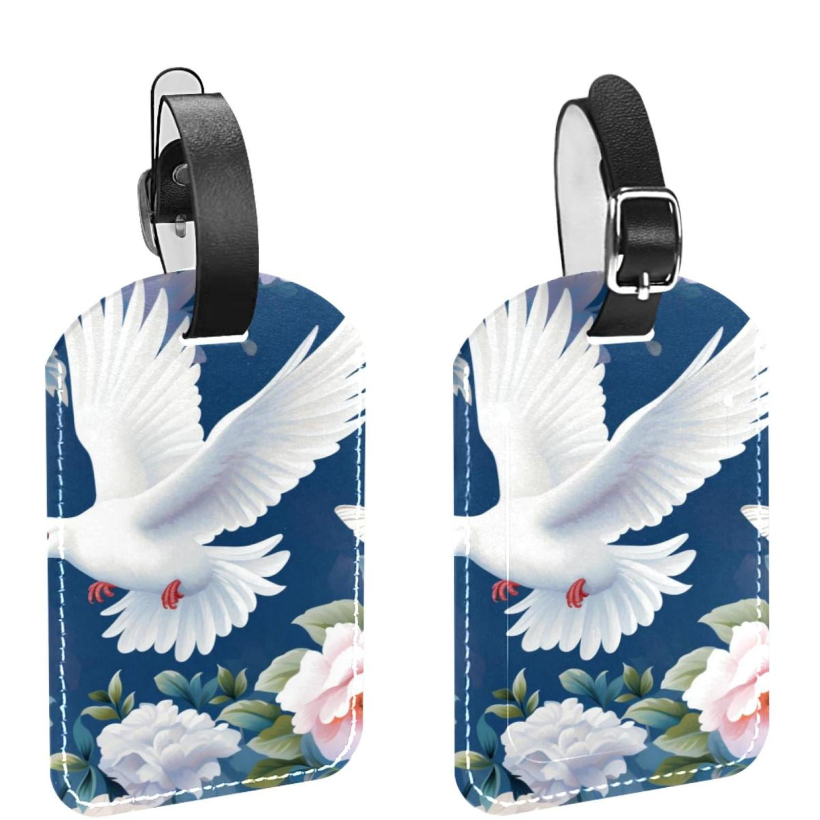 Square 2Pack PU Leather Peace Dove Cruise Luggage Tag with Privacy ...