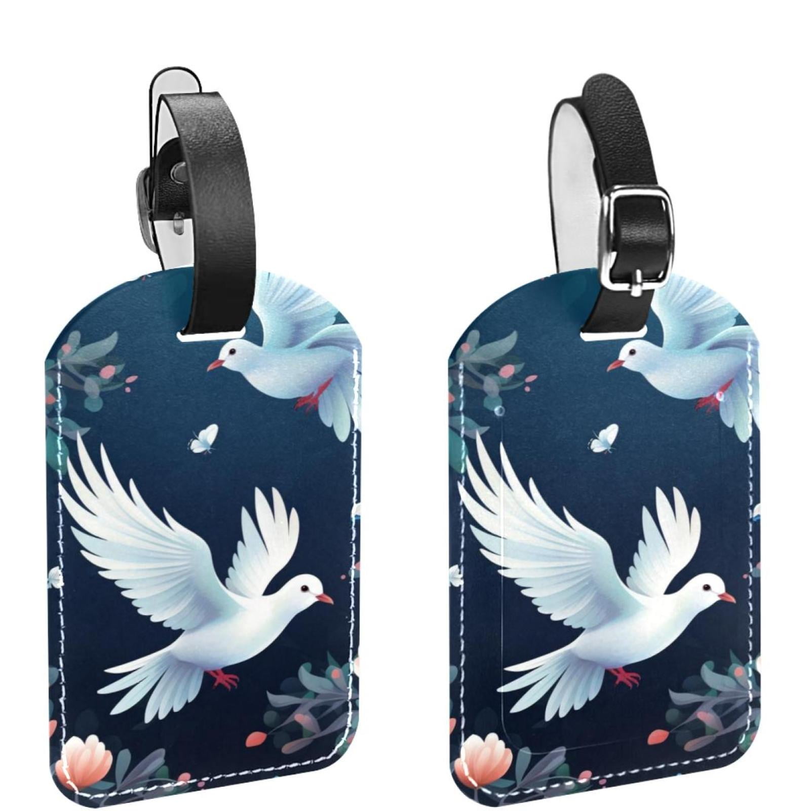 Square 2Pack PU Leather Peace Dove Cruise Luggage Tag with Privacy ...
