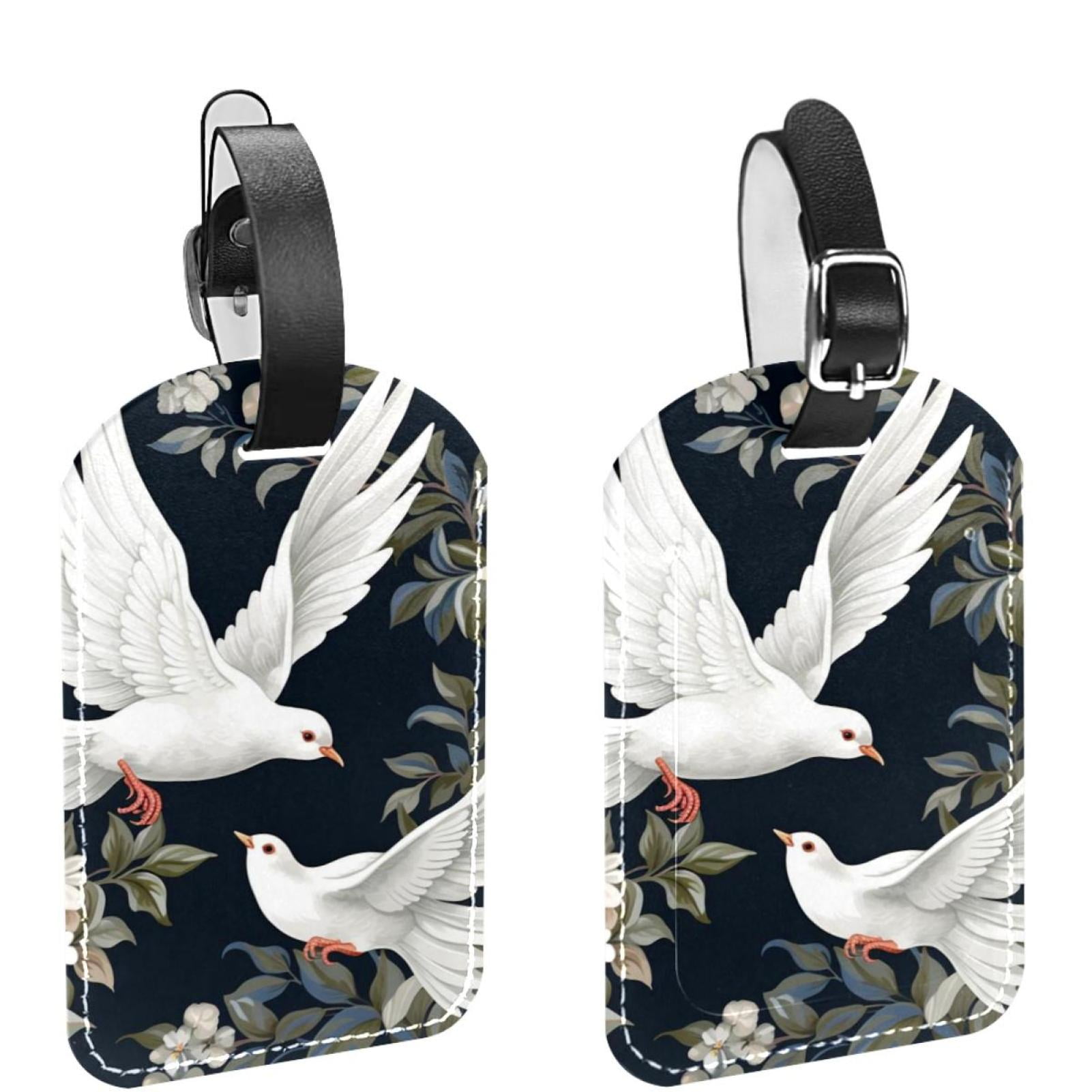Square 2Pack PU Leather Peace Dove Cruise Luggage Tag with Privacy ...