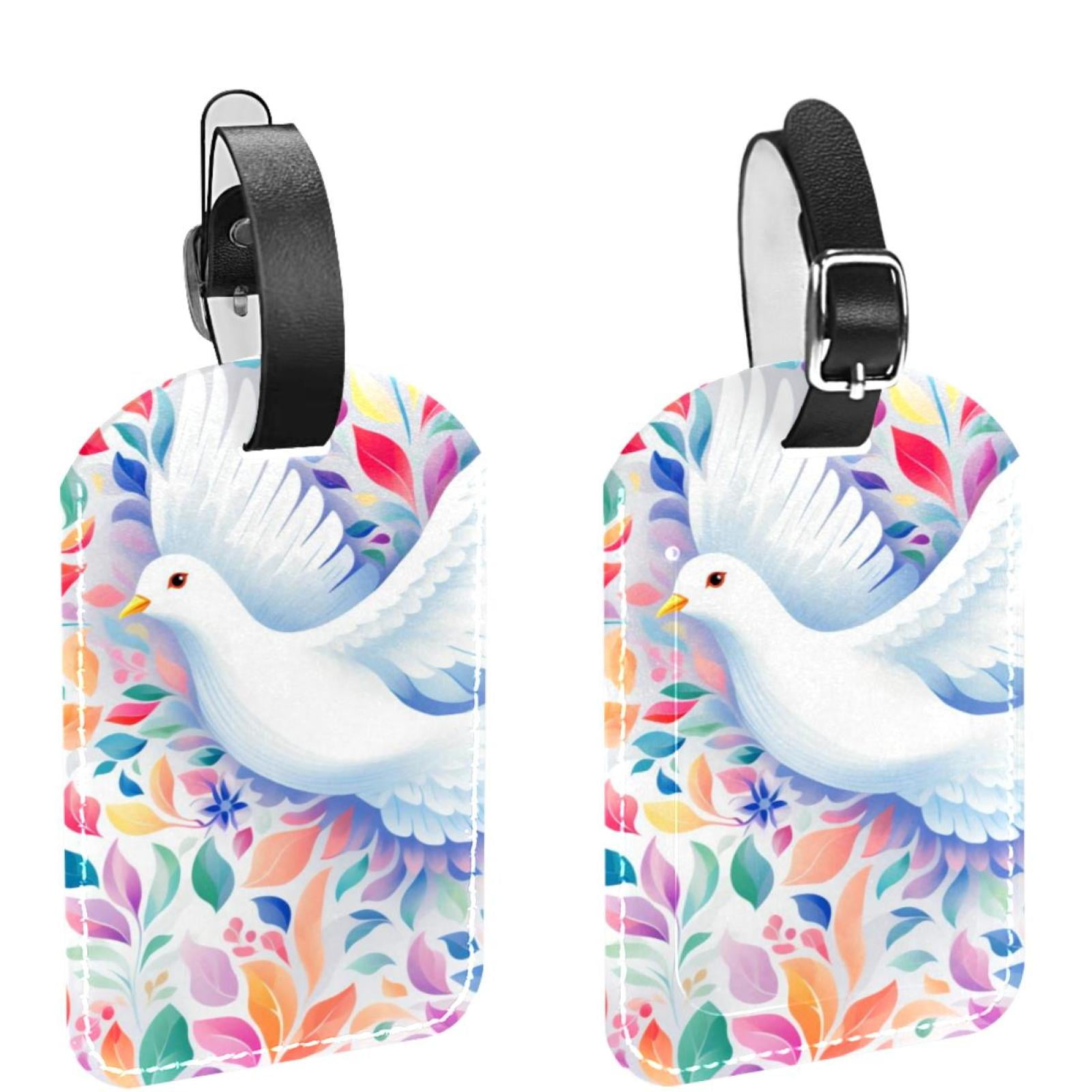 Square 2Pack PU Leather Peace Dove Cruise Luggage Tag with Privacy ...