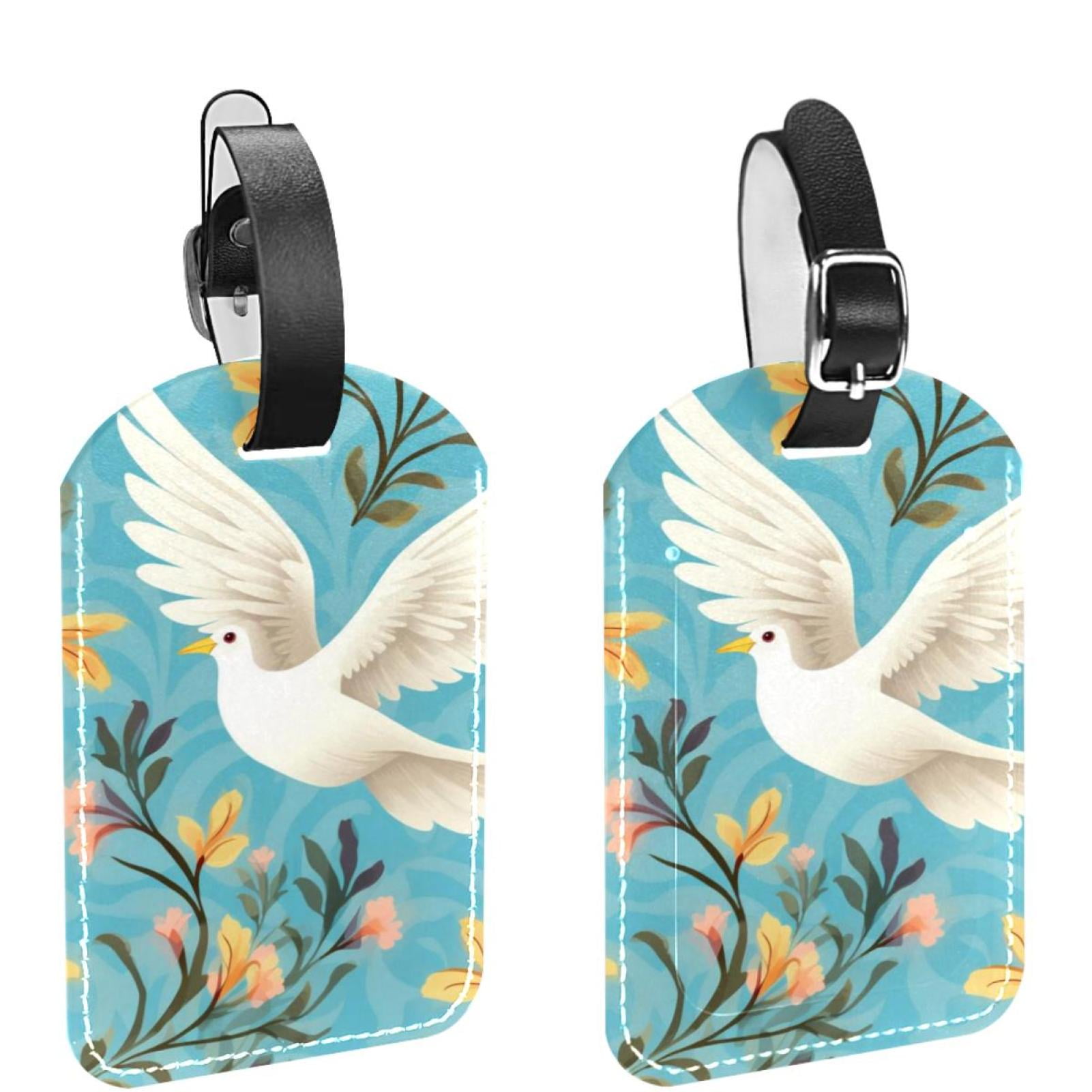 Square 2Pack PU Leather Peace Dove Cruise Luggage Tag with Privacy ...