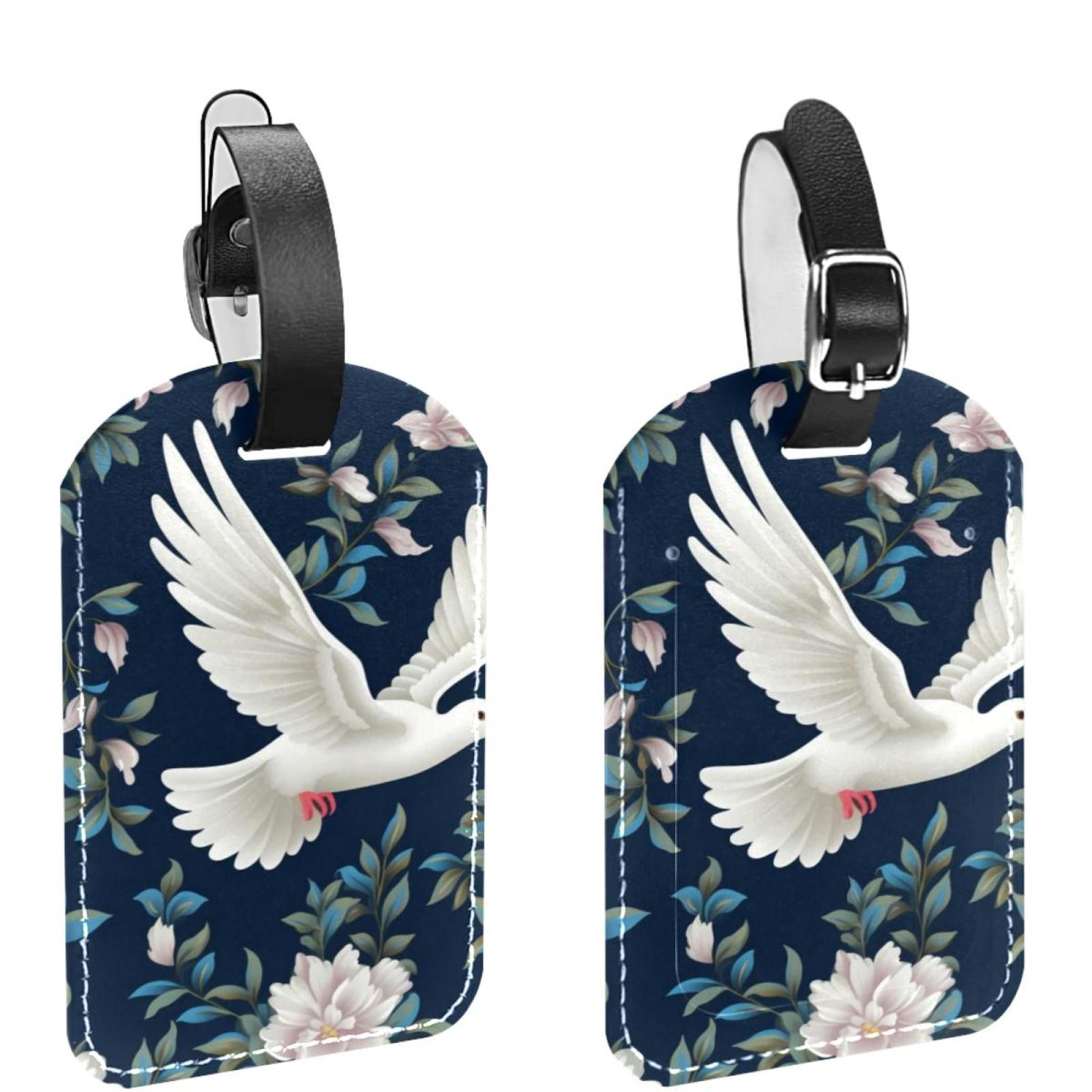 Square 2Pack PU Leather Peace Dove Cruise Luggage Tag with Privacy ...