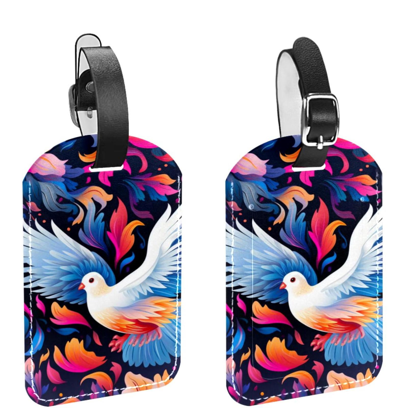 Square 2Pack PU Leather Peace Dove Cruise Luggage Tag with Privacy ...