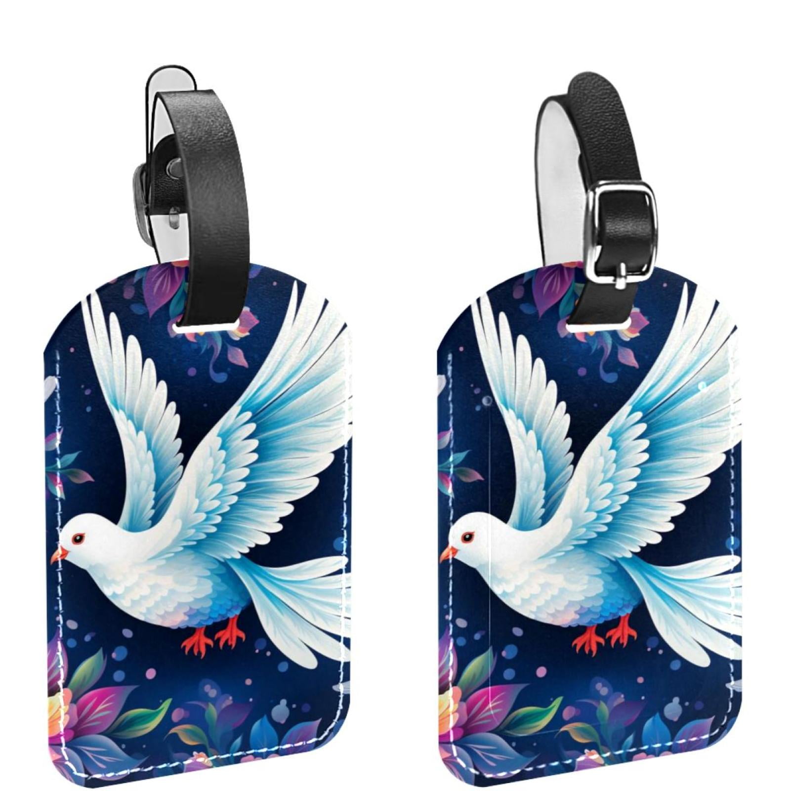 Square 2Pack PU Leather Peace Dove Cruise Luggage Tag with Privacy ...