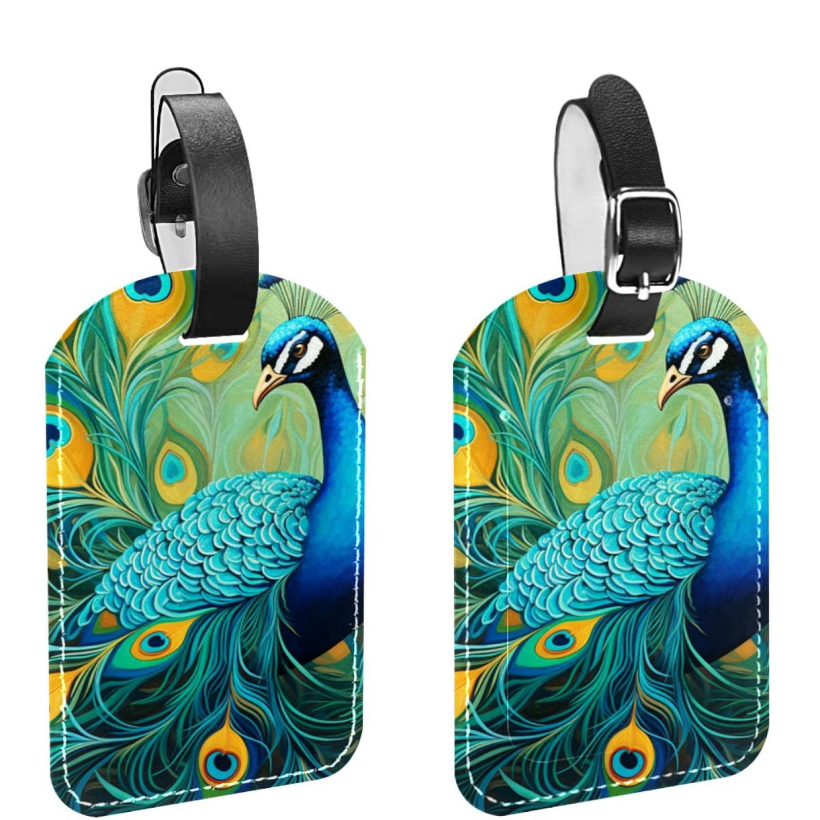 Square 2Pack PU Leather Peacock Cruise Luggage Tag with Privacy Cover ...