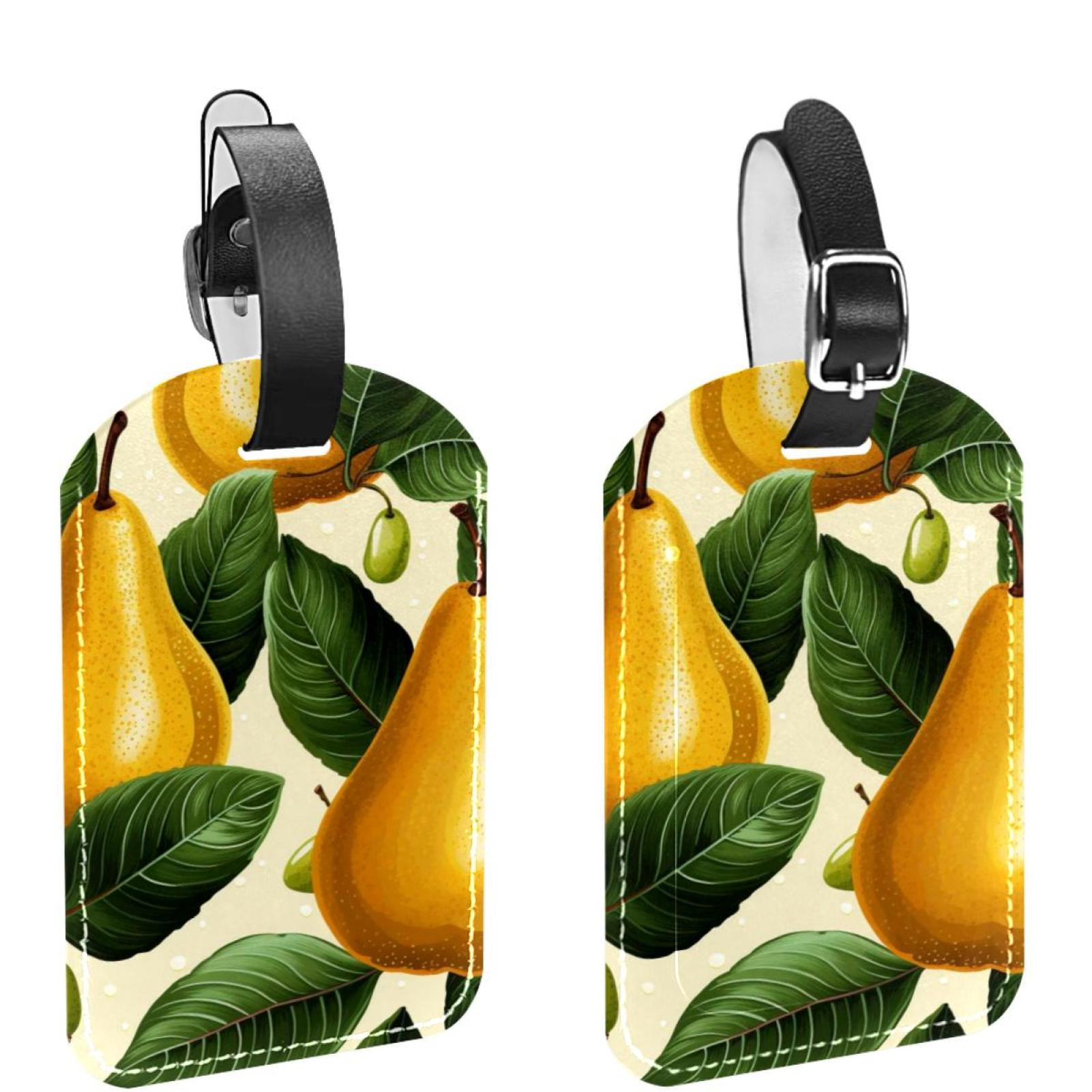 Square 2Pack PU Leather Pear Cruise Luggage Tag with Privacy Cover and ...