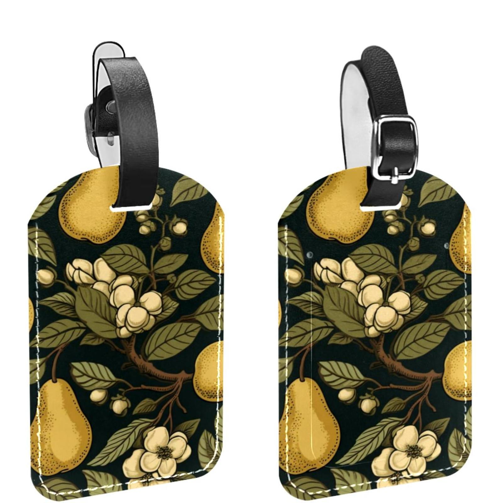 Square 2Pack PU Leather Pear Cruise Luggage Tag with Privacy Cover and ...