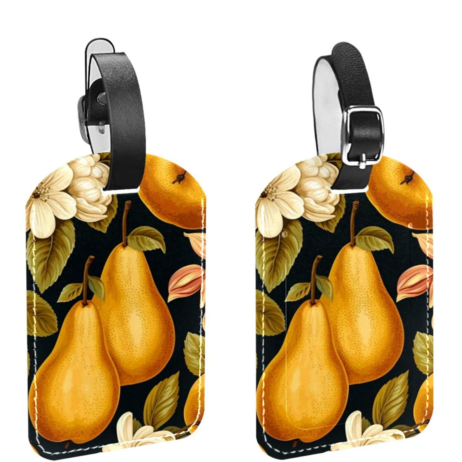 Square 2Pack PU Leather Pear Cruise Luggage Tag with Privacy Cover and ...