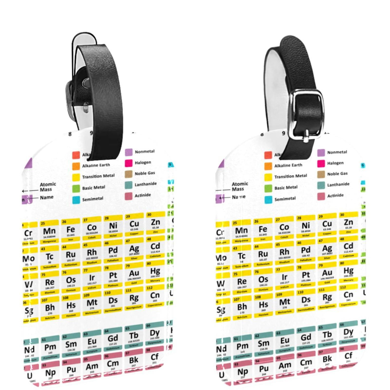 Square 2Pack PU Leather Periodic Table of Elements Cruise Luggage Tag ...