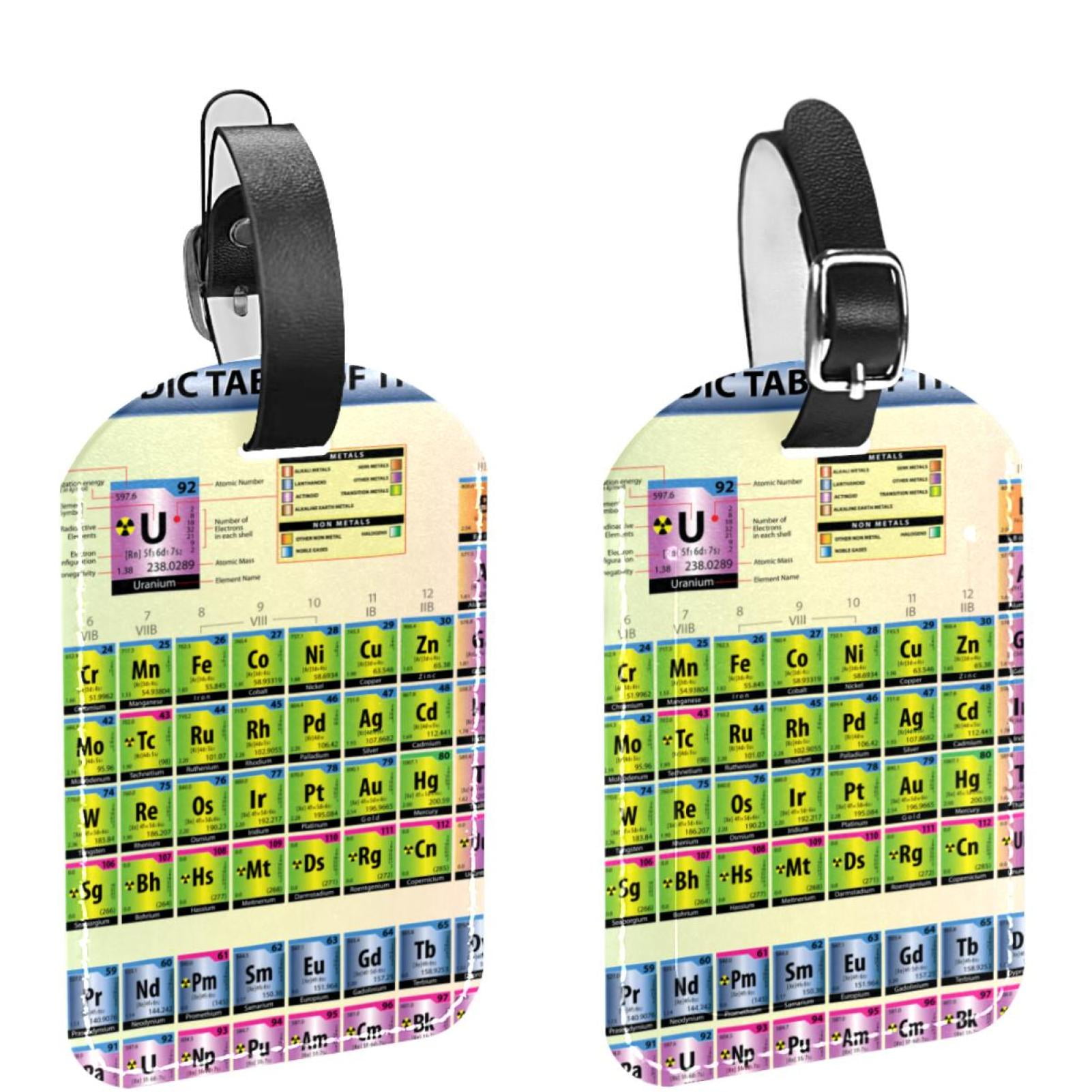 Square 2Pack PU Leather Periodic Table of Elements Cruise Luggage Tag ...