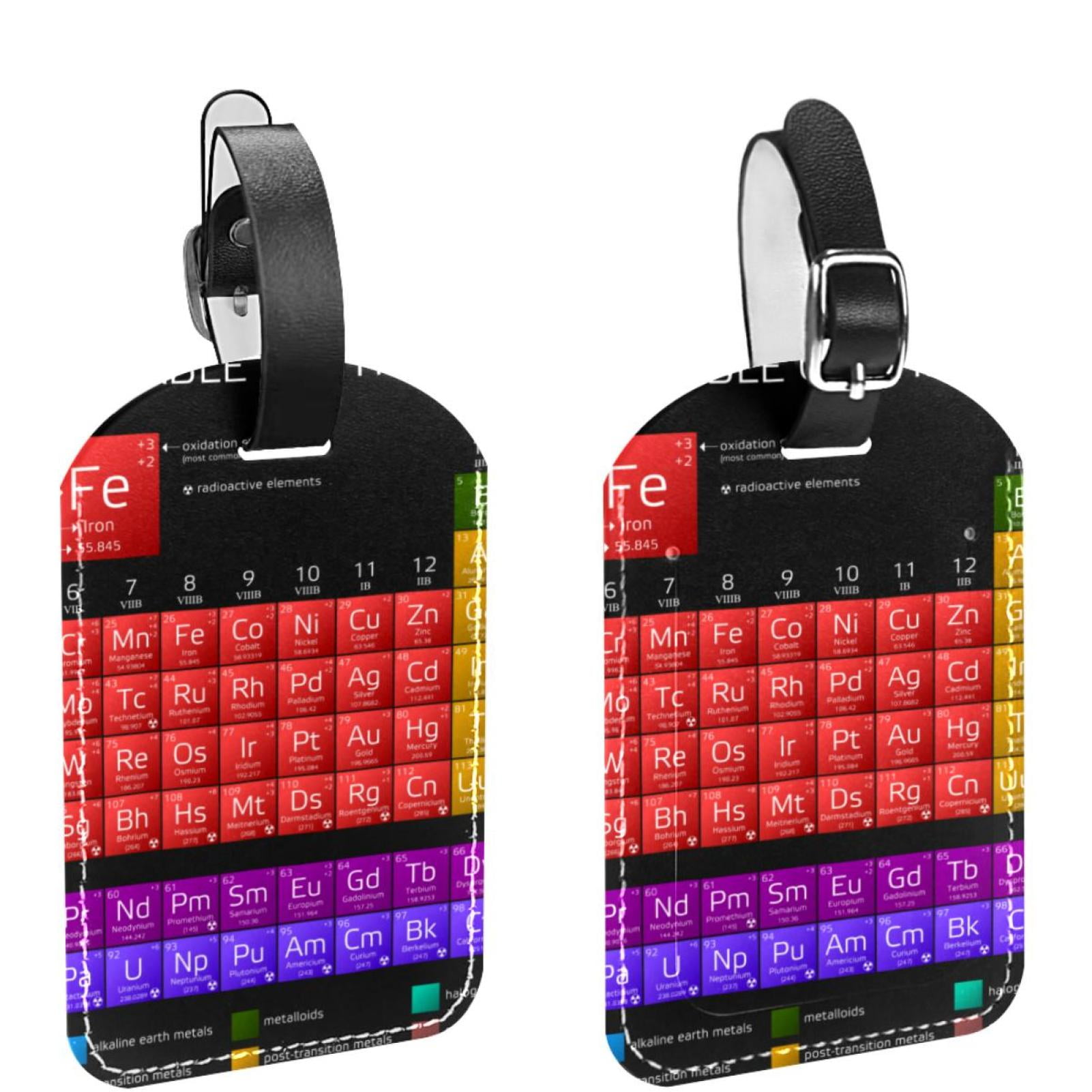 Square 2Pack PU Leather Periodic Table of Elements Cruise Luggage Tag ...