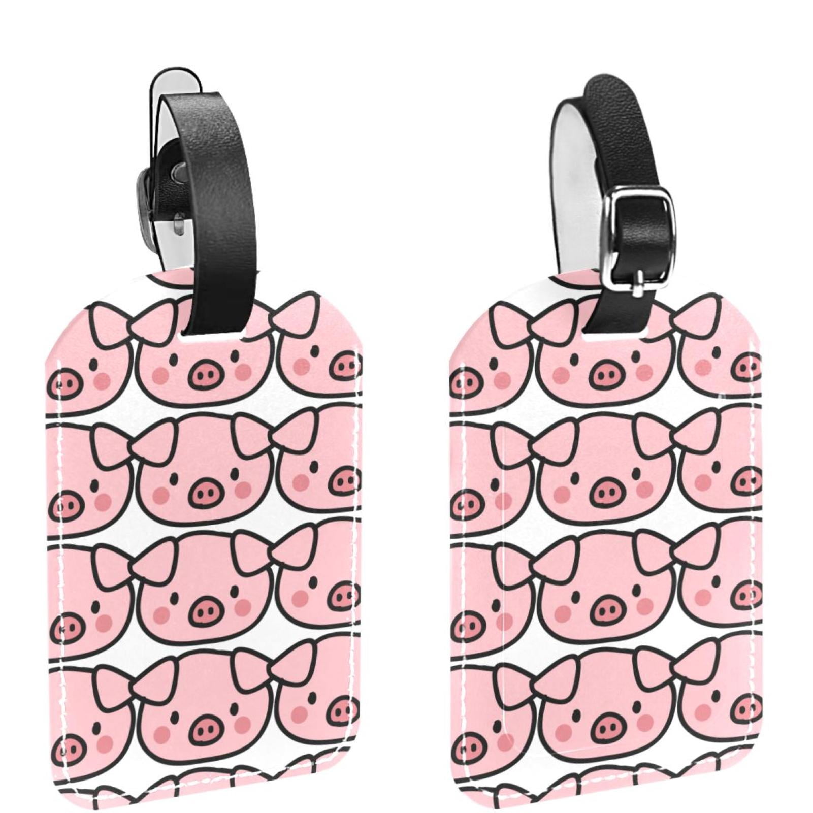 Square 2Pack PU Leather Pig Animal Cruise Luggage Tag with Privacy ...