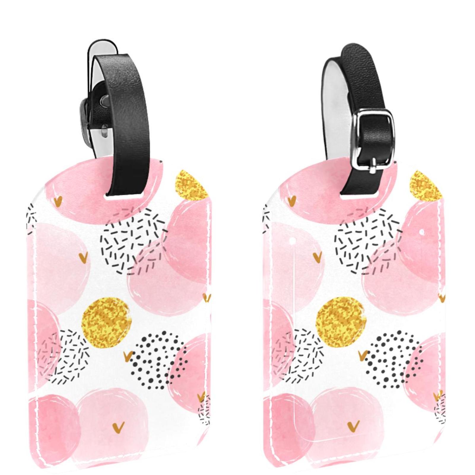 Square 2Pack PU Leather Pink Round Cruise Luggage Tag with Privacy ...