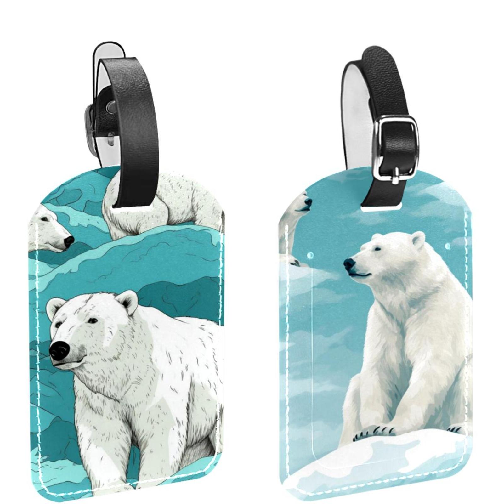 Square 2Pack PU Leather Polar Bear Cruise Luggage Tag with Privacy ...
