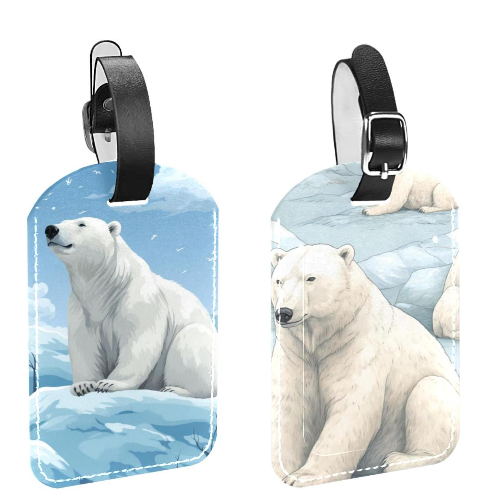 Square 2Pack PU Leather Polar Bear Cruise Luggage Tag with Privacy ...
