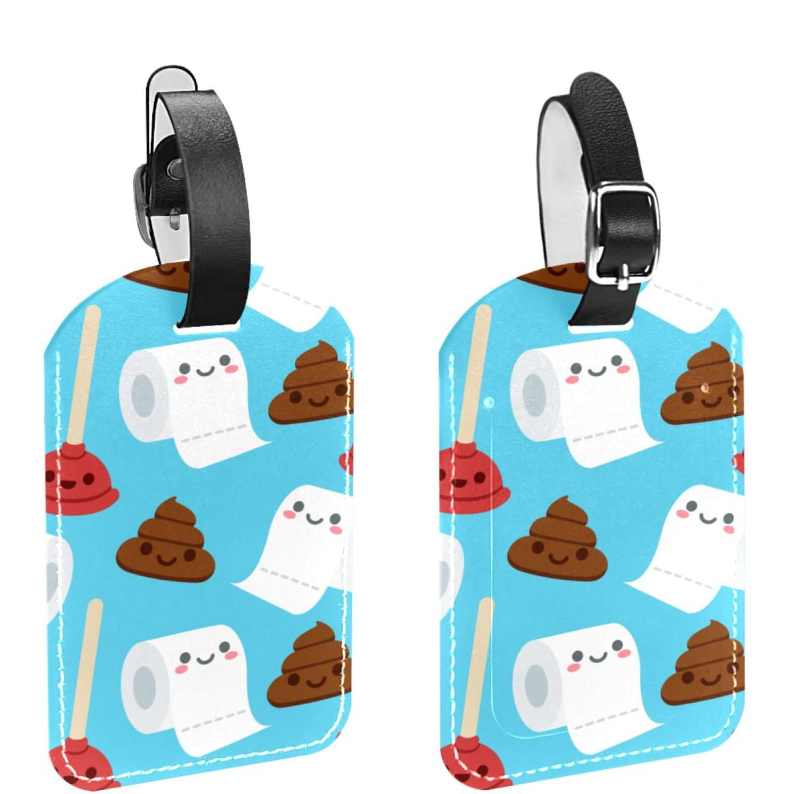 Square 2Pack PU Leather Poop Toilet Paper Cruise Luggage Tag with ...