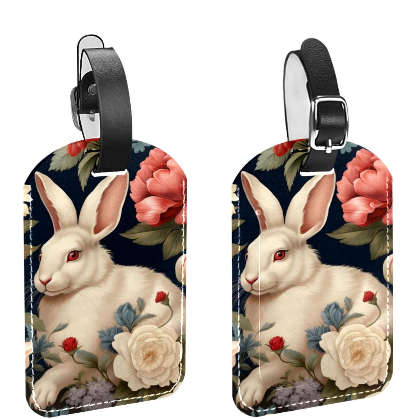 Square 2Pack PU Leather Rabbit Cruise Luggage Tag with Privacy Cover ...