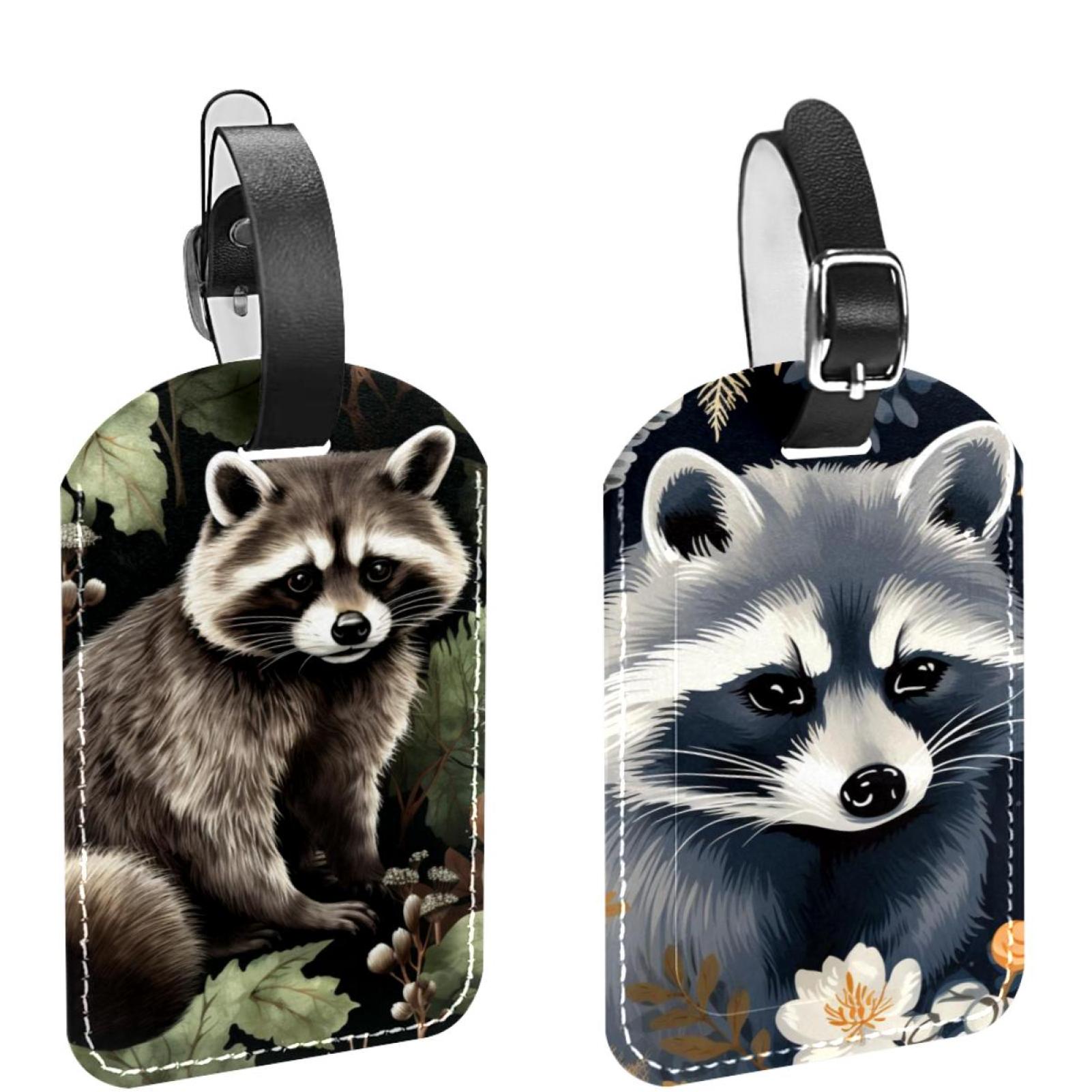 Square 2Pack PU Leather Raccoon Cruise Luggage Tag with Privacy Cover ...