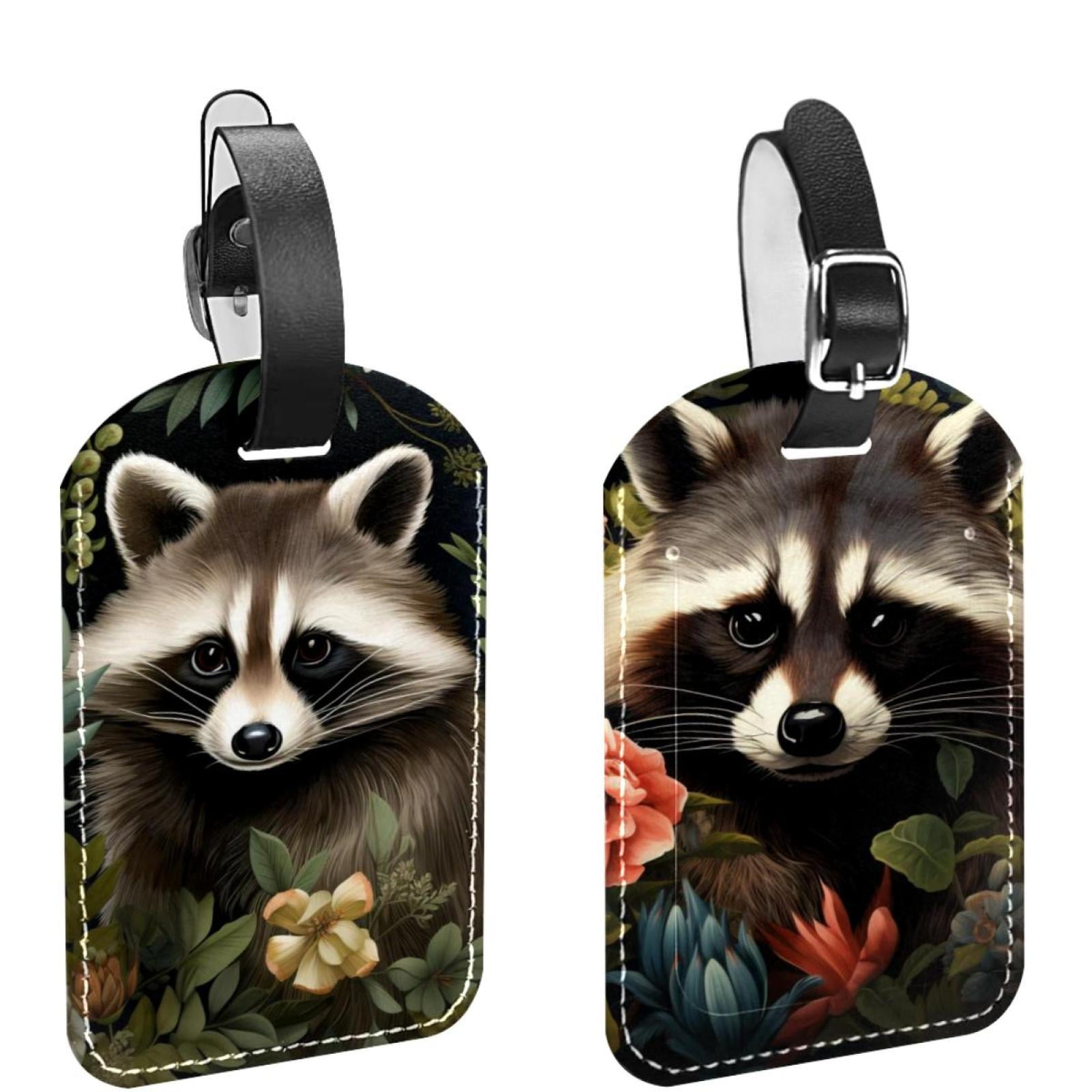 Square 2Pack PU Leather Raccoon Cruise Luggage Tag with Privacy Cover ...