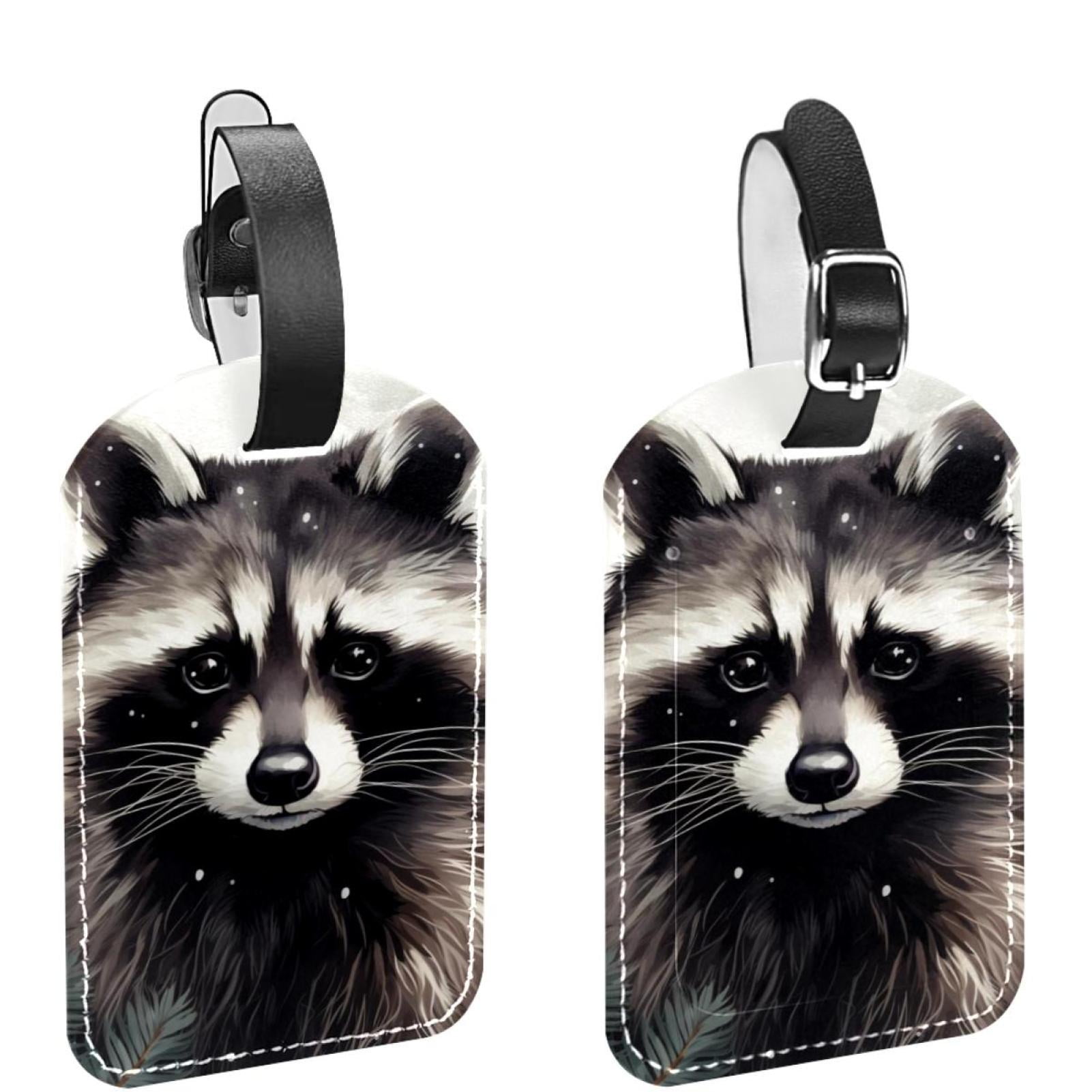 Square 2Pack PU Leather Raccoon Cruise Luggage Tag with Privacy Cover ...