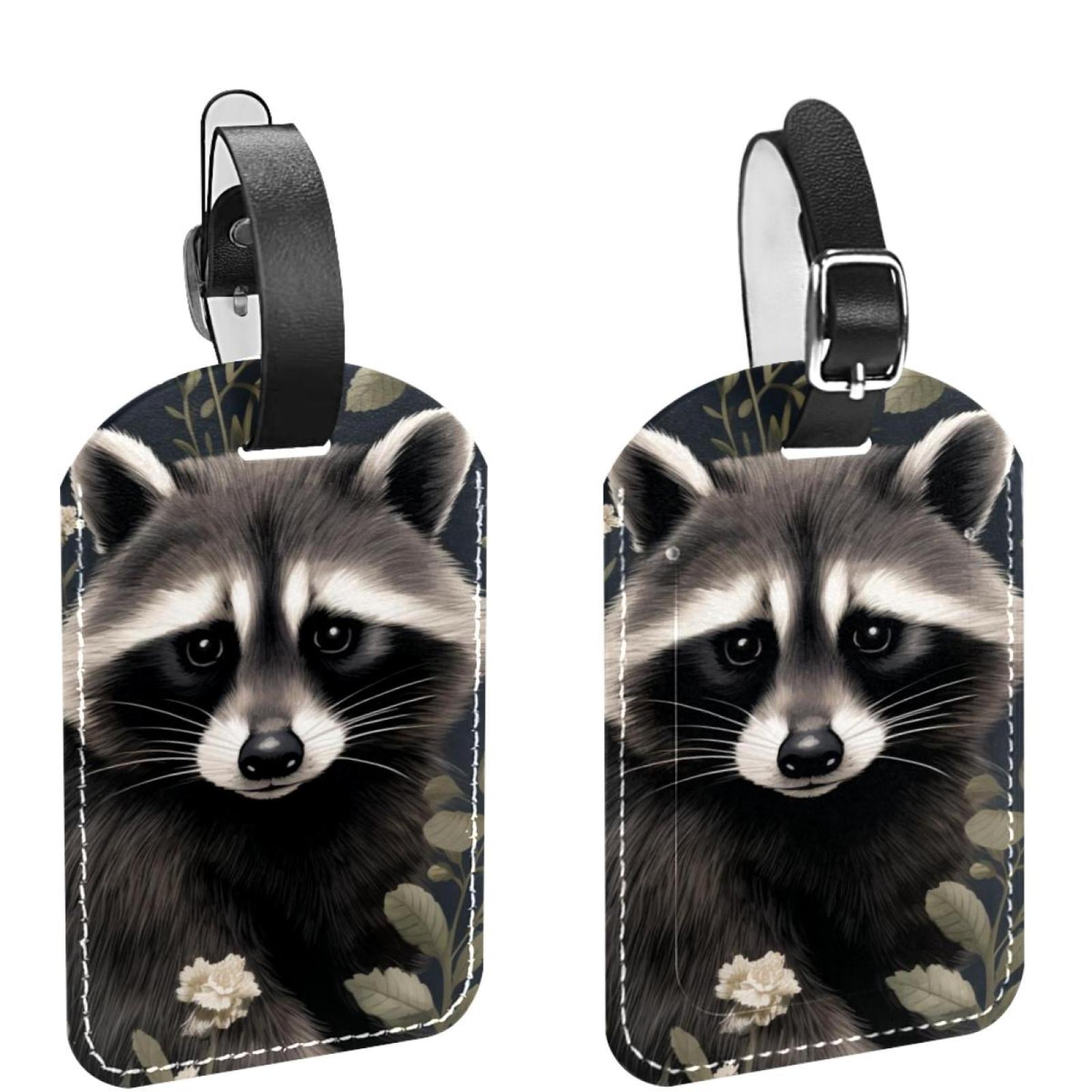 Square 2Pack PU Leather Raccoon Cruise Luggage Tag with Privacy Cover ...