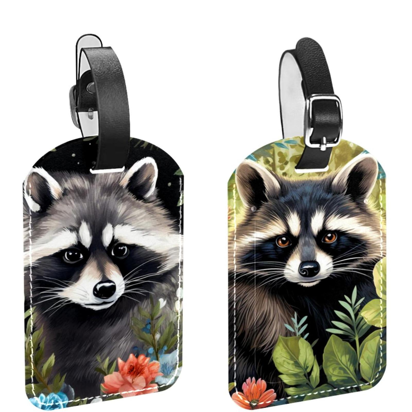 Square 2Pack PU Leather Raccoon Cruise Luggage Tag with Privacy Cover ...