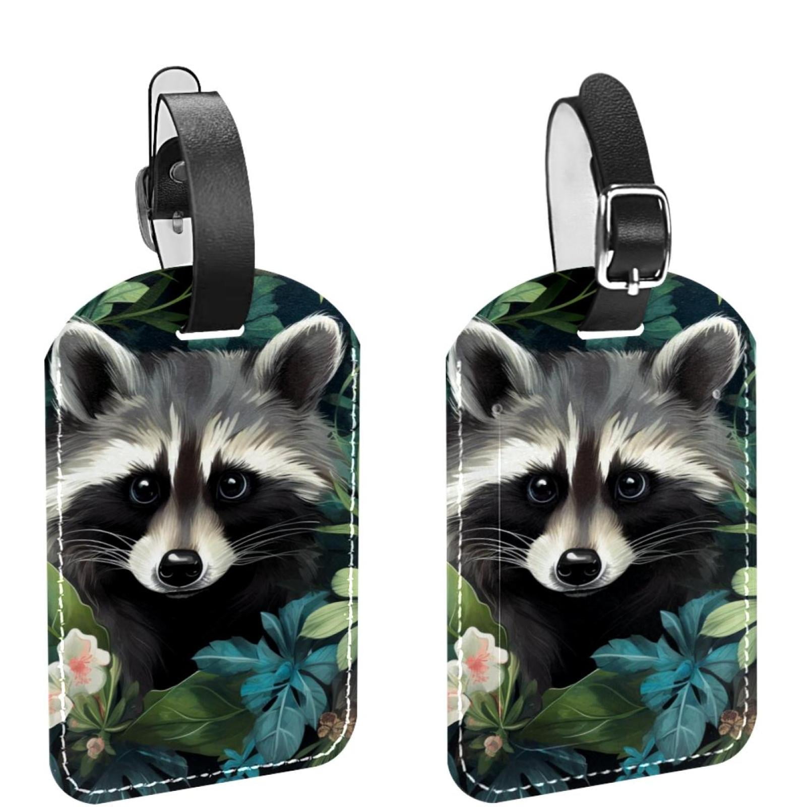Square 2Pack PU Leather Raccoon Cruise Luggage Tag with Privacy Cover ...
