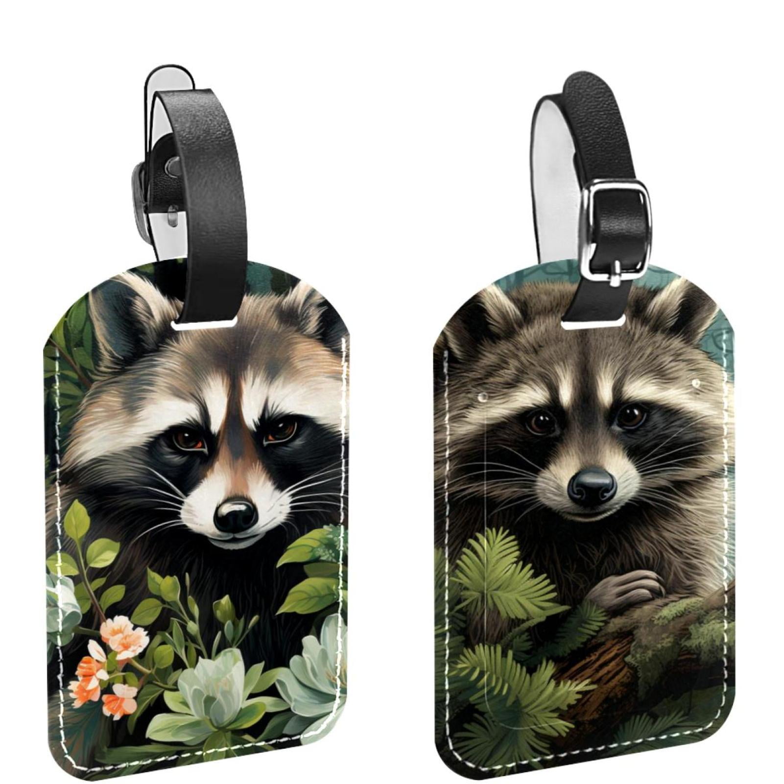 Square 2Pack PU Leather Raccoon Cruise Luggage Tag with Privacy Cover ...