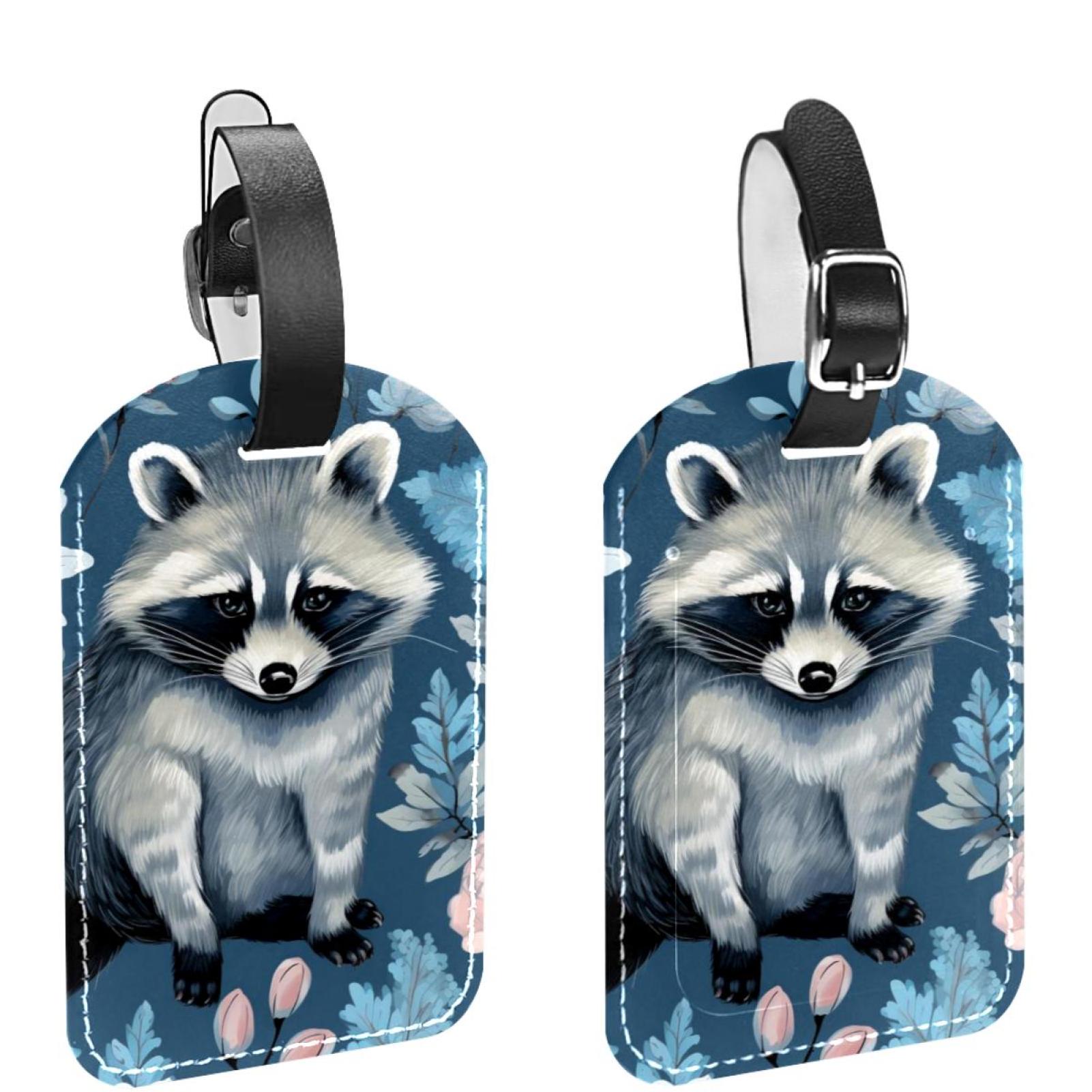Square 2Pack PU Leather Raccoon Cruise Luggage Tag with Privacy Cover ...