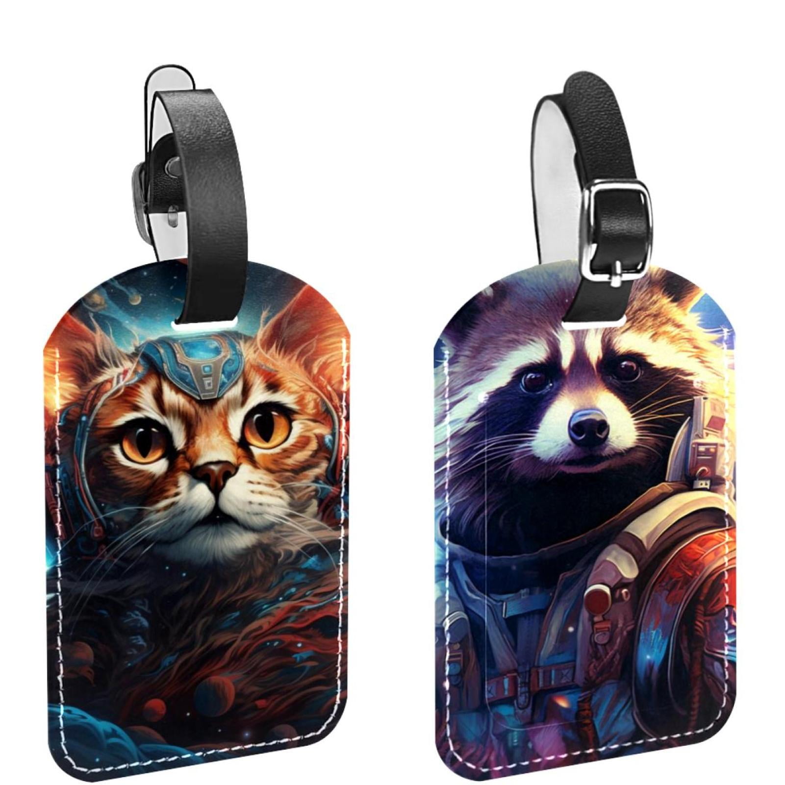 Square 2Pack PU Leather Raccoon Cruise Luggage Tag with Privacy Cover ...