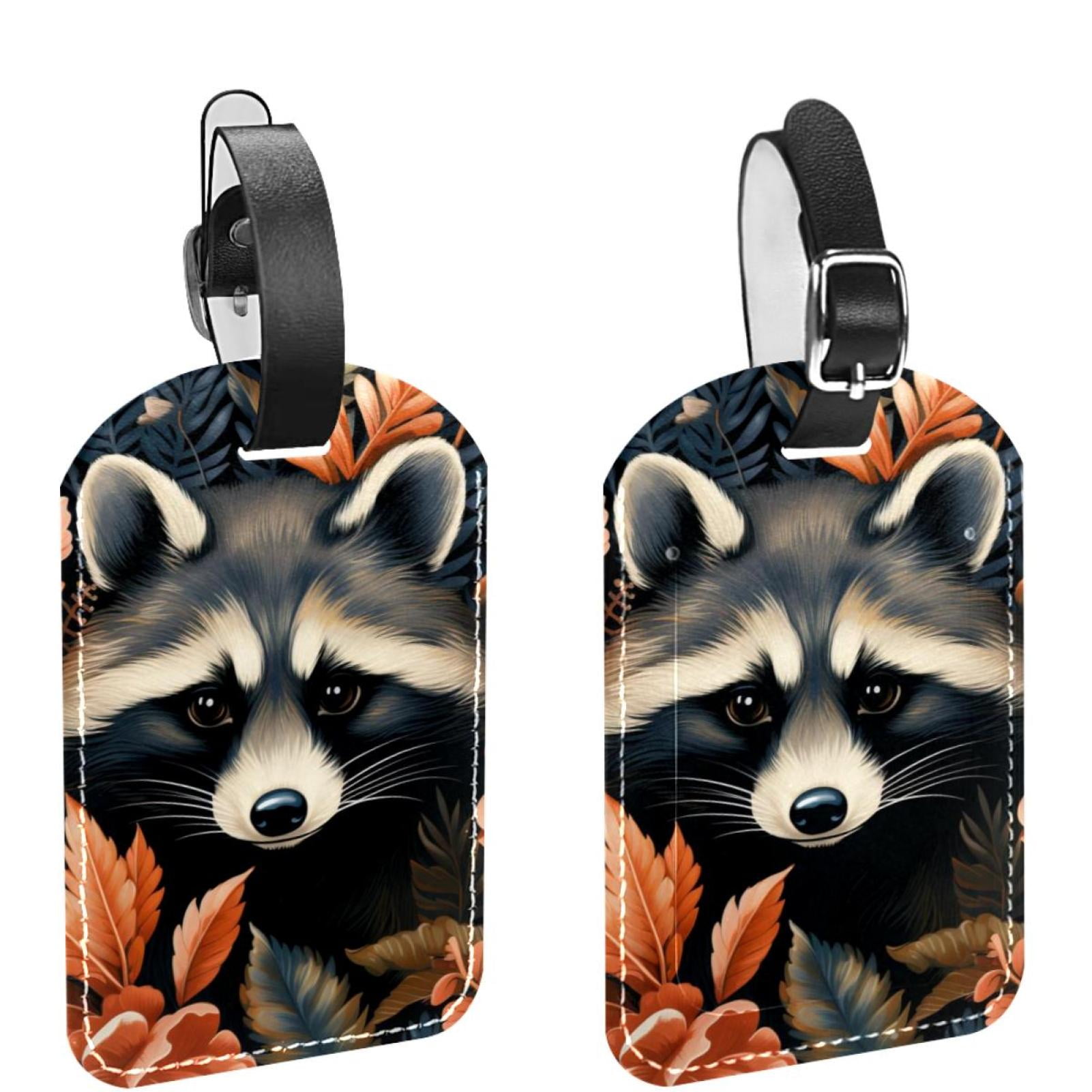 Square 2Pack PU Leather Raccoon Cruise Luggage Tag with Privacy Cover ...