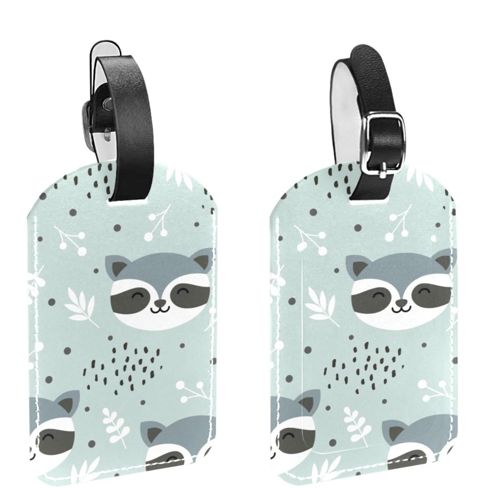 Square 2Pack PU Leather Raccoon Cruise Luggage Tag with Privacy Cover ...