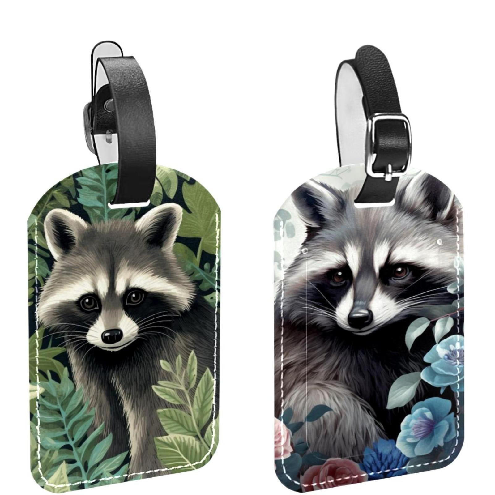 Square 2Pack PU Leather Raccoon Cruise Luggage Tag with Privacy Cover ...