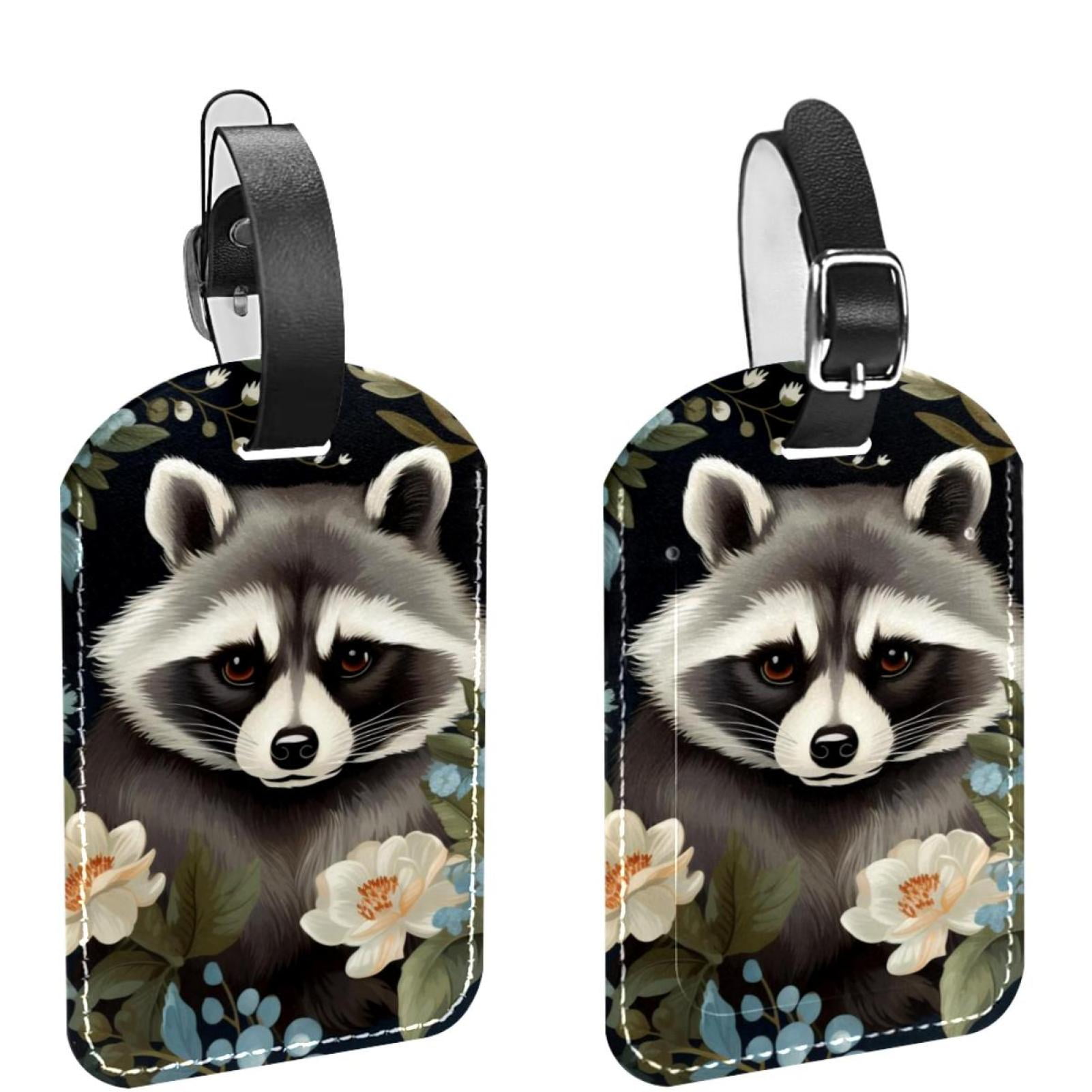 Square 2Pack PU Leather Raccoon Cruise Luggage Tag with Privacy Cover ...