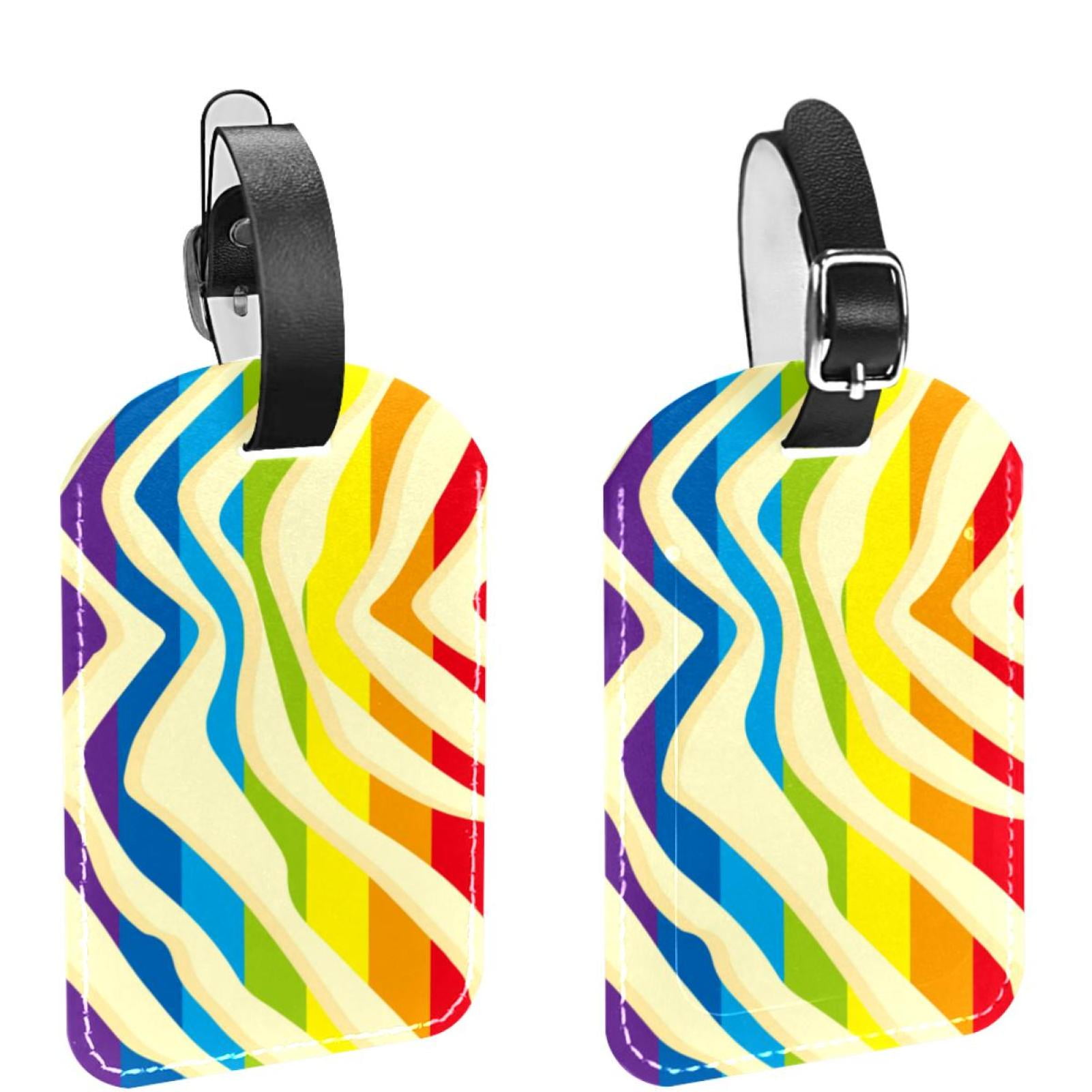 Square 2Pack PU Leather Rainbow Cruise Luggage Tag with Privacy Cover ...