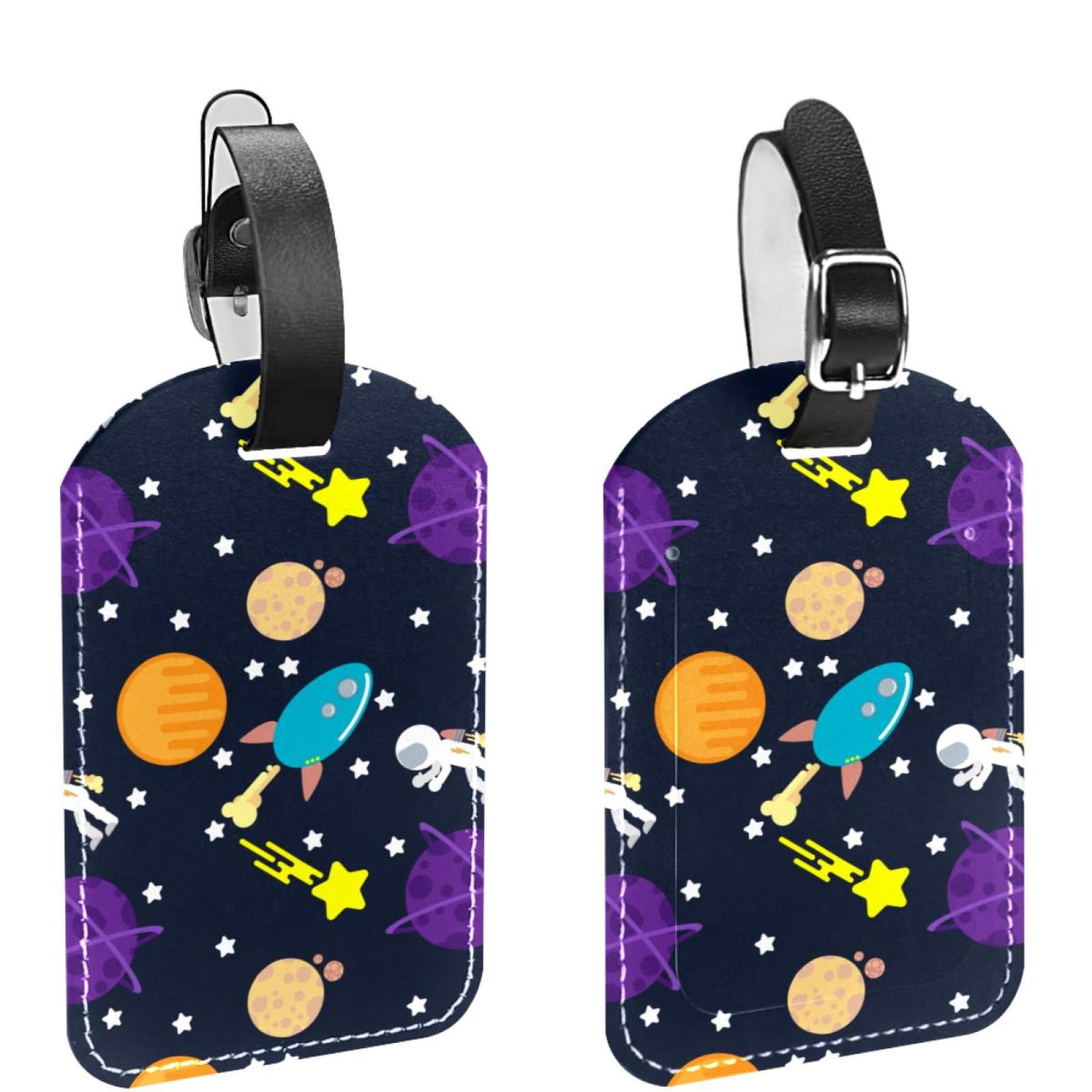 Square 2Pack PU Leather Rocket Astronauts Planet Cruise Luggage Tag ...