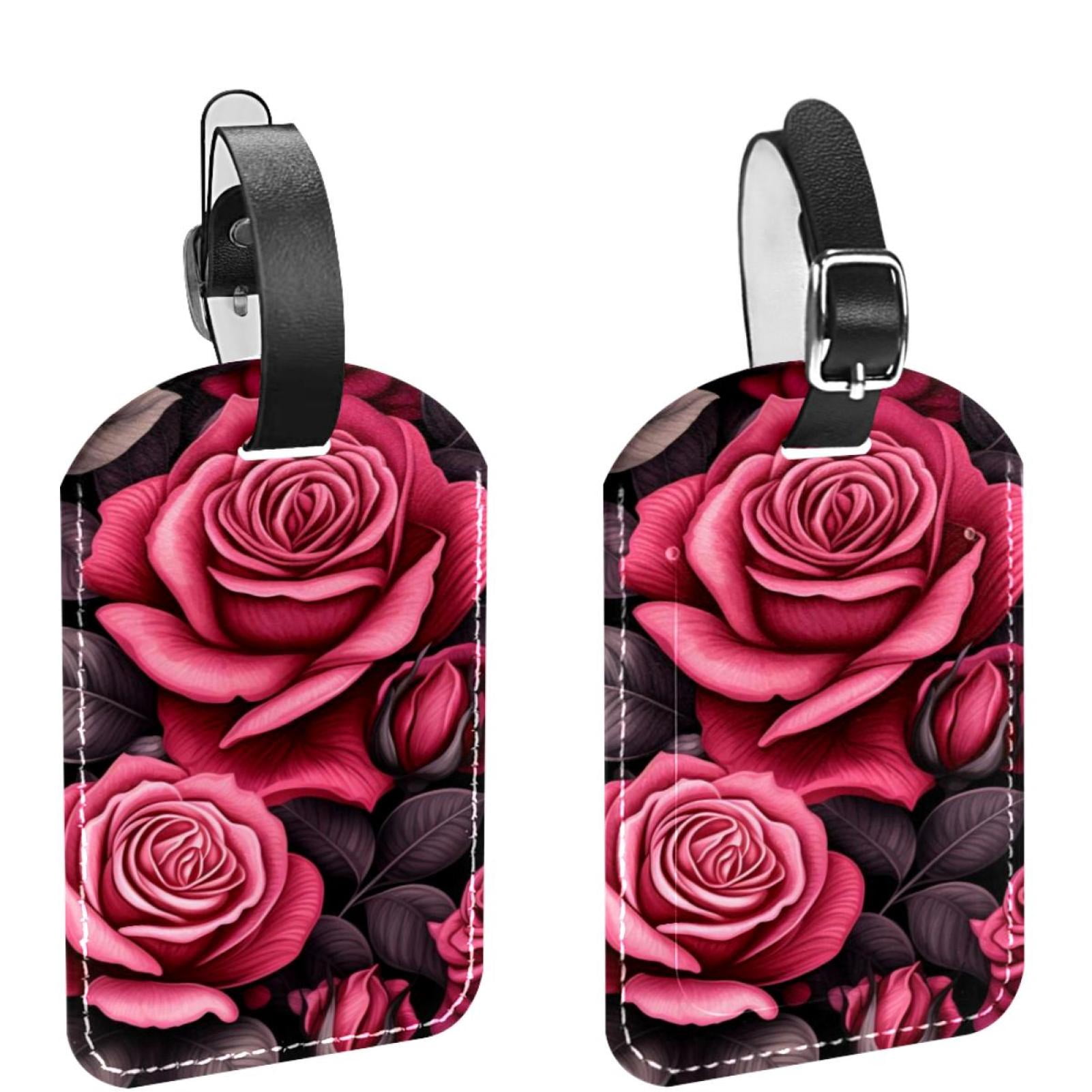 Square 2Pack PU Leather Roses Cruise Luggage Tag with Privacy Cover and ...