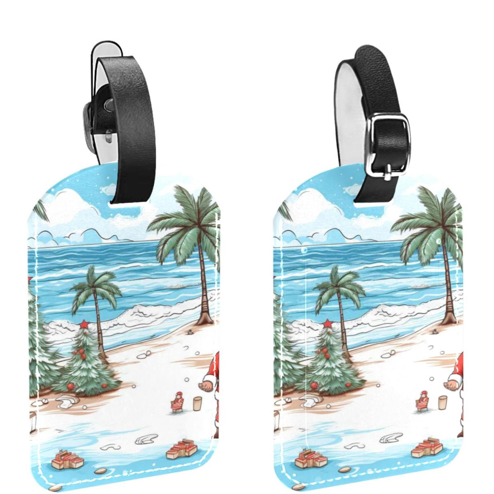 Square 2Pack PU Leather Santa Claus Vacation Cruise Luggage Tag with ...