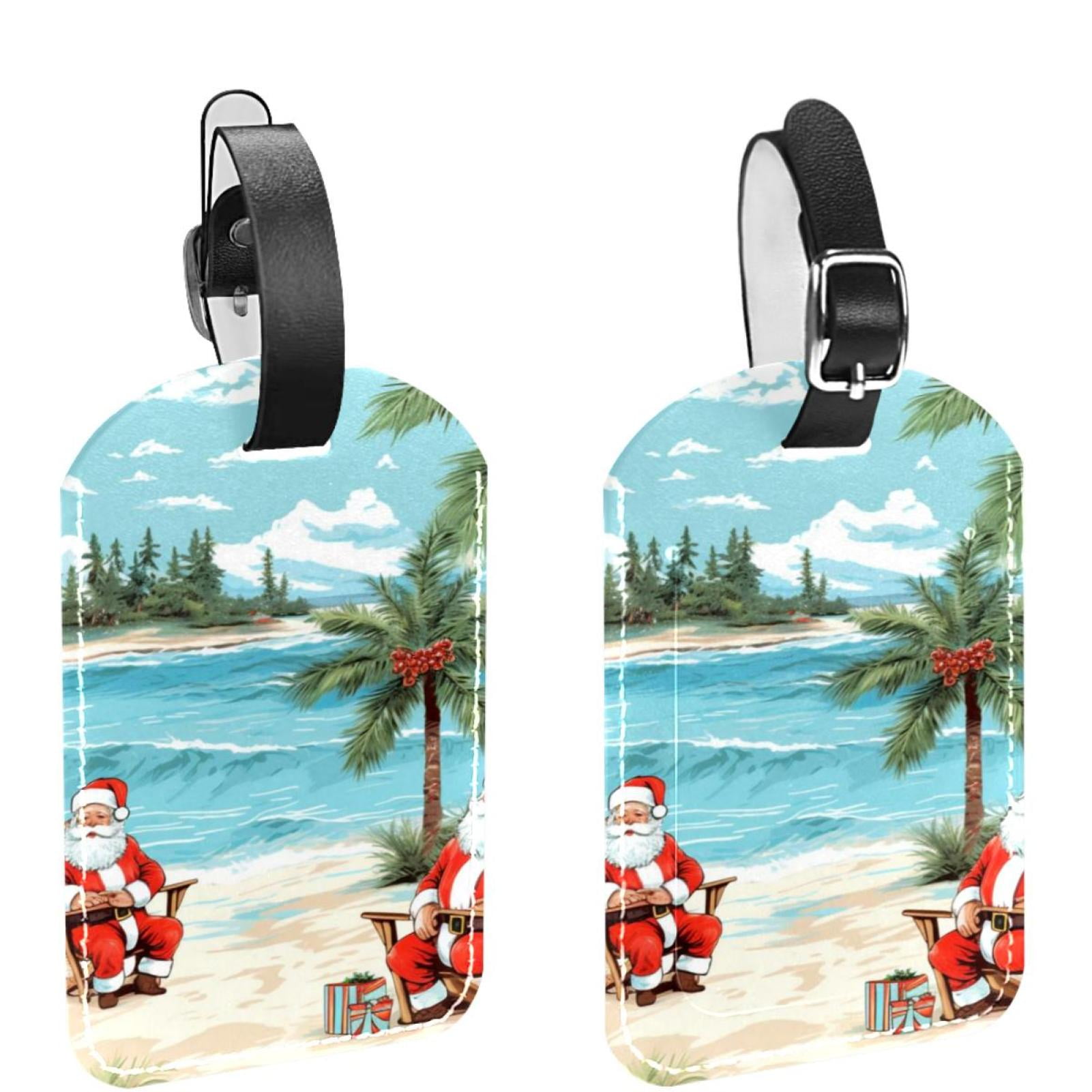 Square 2Pack PU Leather Santa Claus Vacation Cruise Luggage Tag with ...
